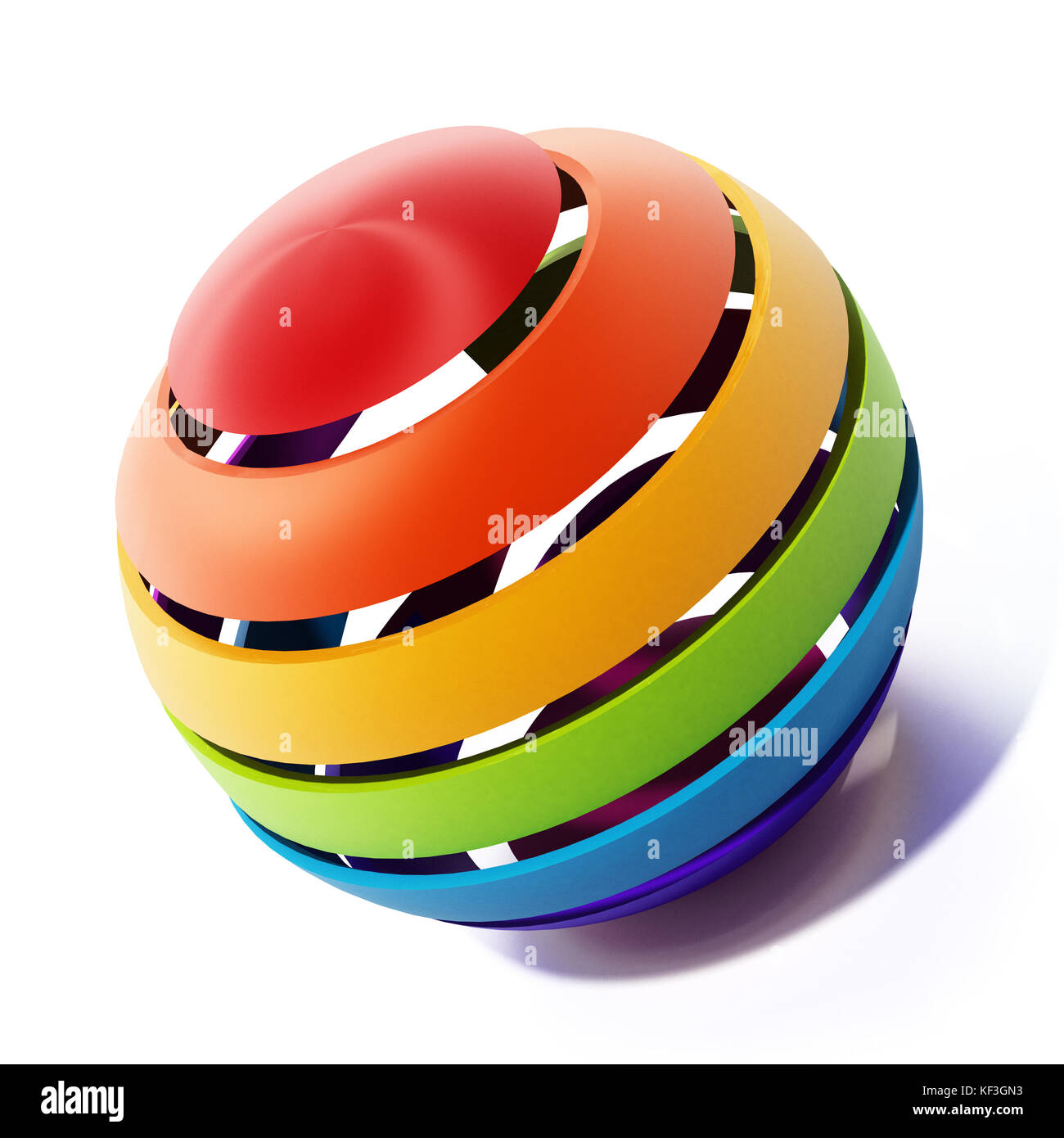 Multi colored sphere isolated on white background. 3D illustration ...