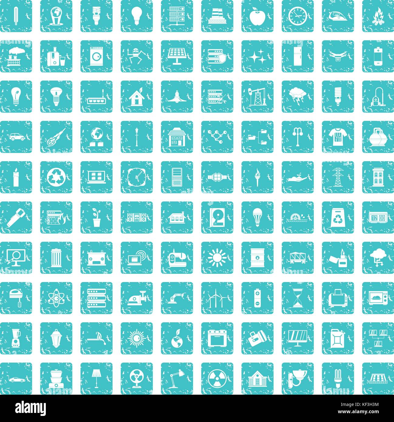 100 electricity icons set grunge blue Stock Vector Image & Art - Alamy