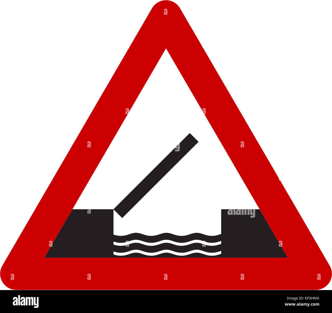 Warning sign with drawbridge symbol Stock Photo - Alamy