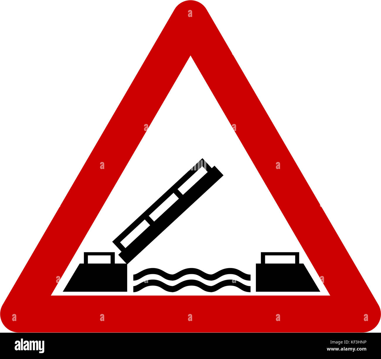Warning sign with drawbridge symbol Stock Photo - Alamy