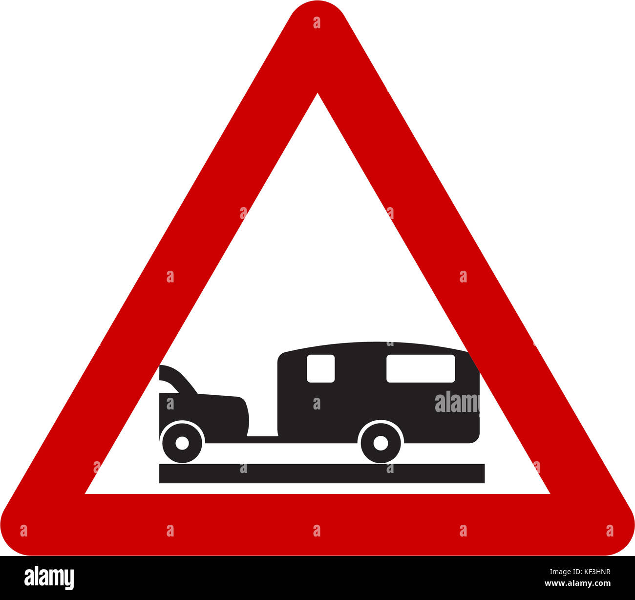 Warning sign with caravan symbol Stock Photo - Alamy