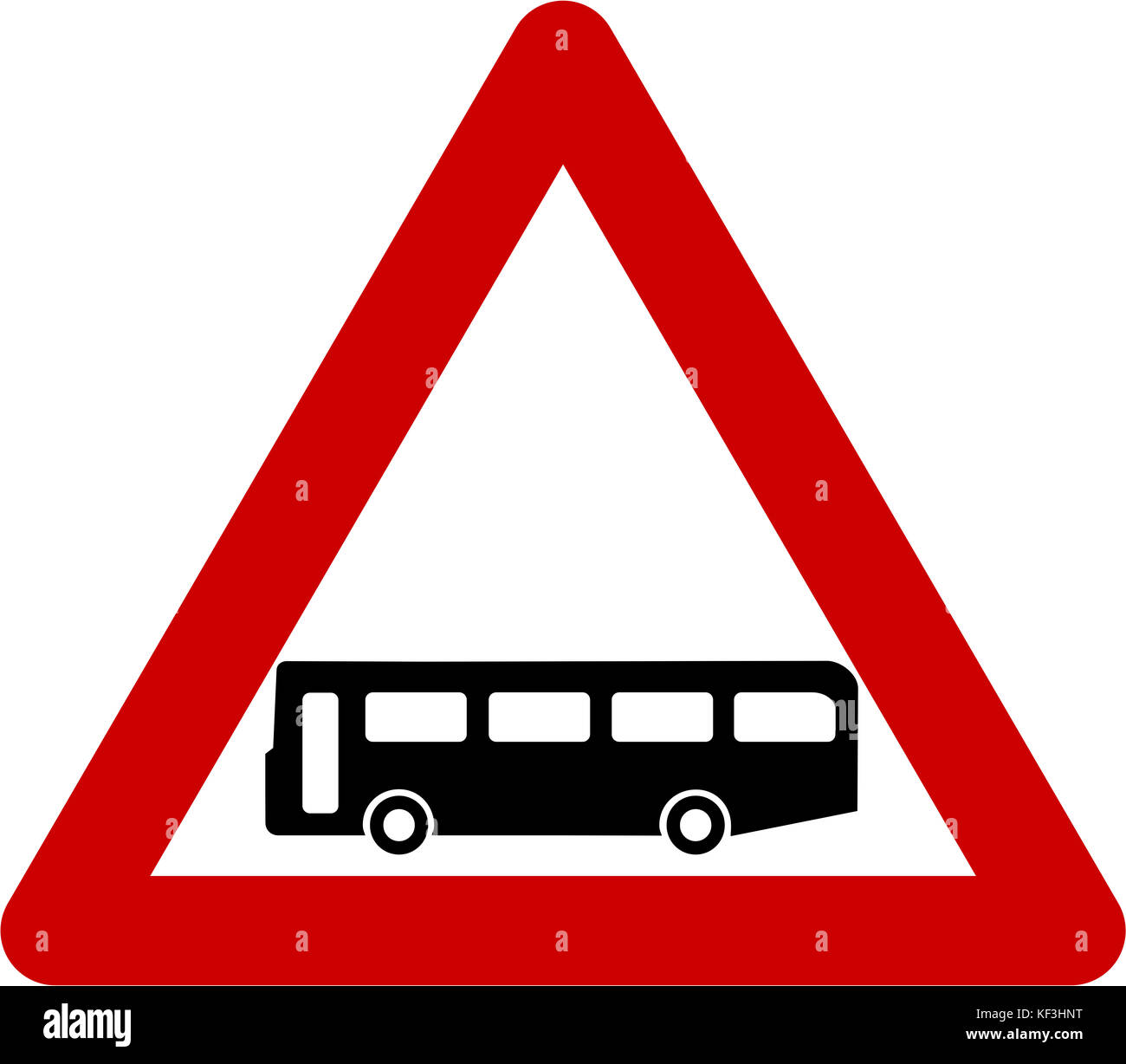 Warning sign with bus symbol Stock Photo - Alamy