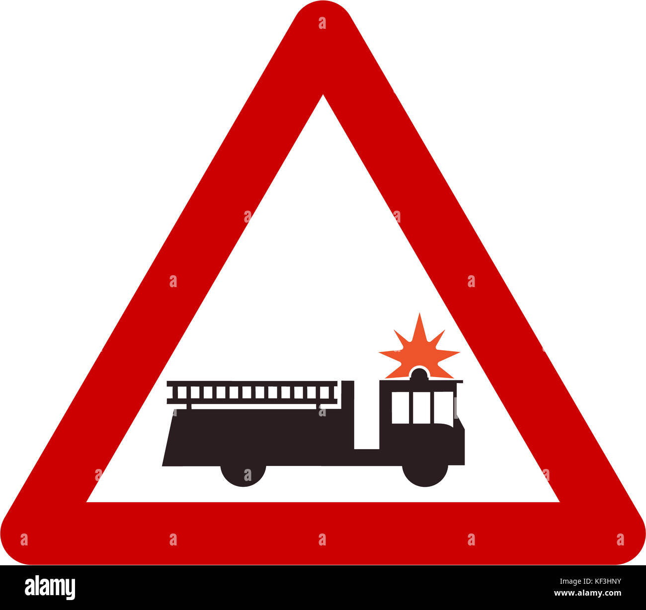 Warning sign with fire truck or station symbol Stock Photo - Alamy