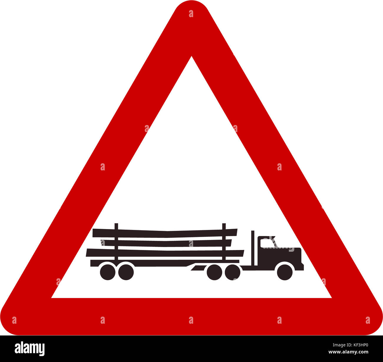 Warning sign with Logging truck symbol Stock Photo - Alamy