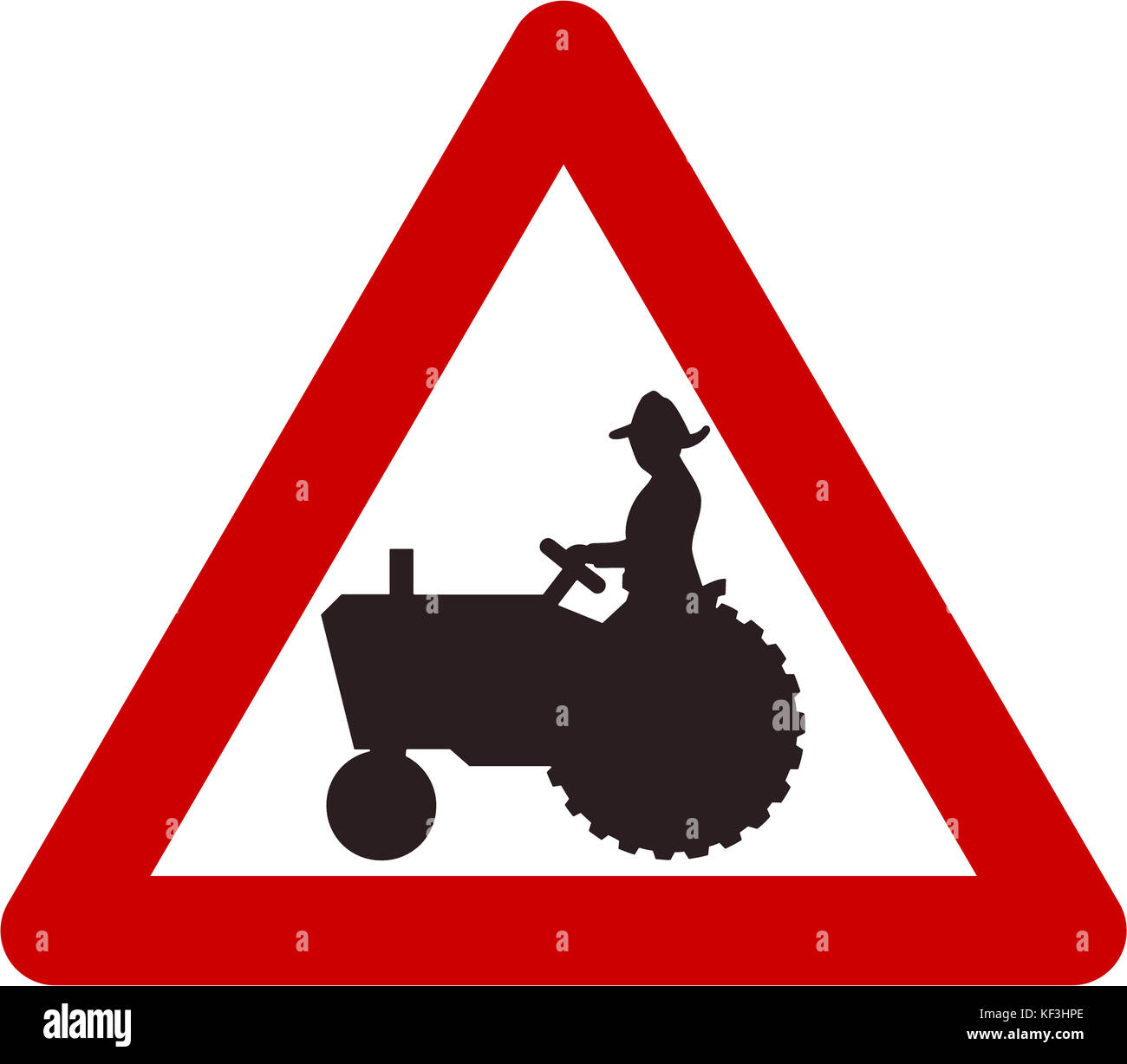 Warning sign with farm tractor symbol Stock Photo - Alamy