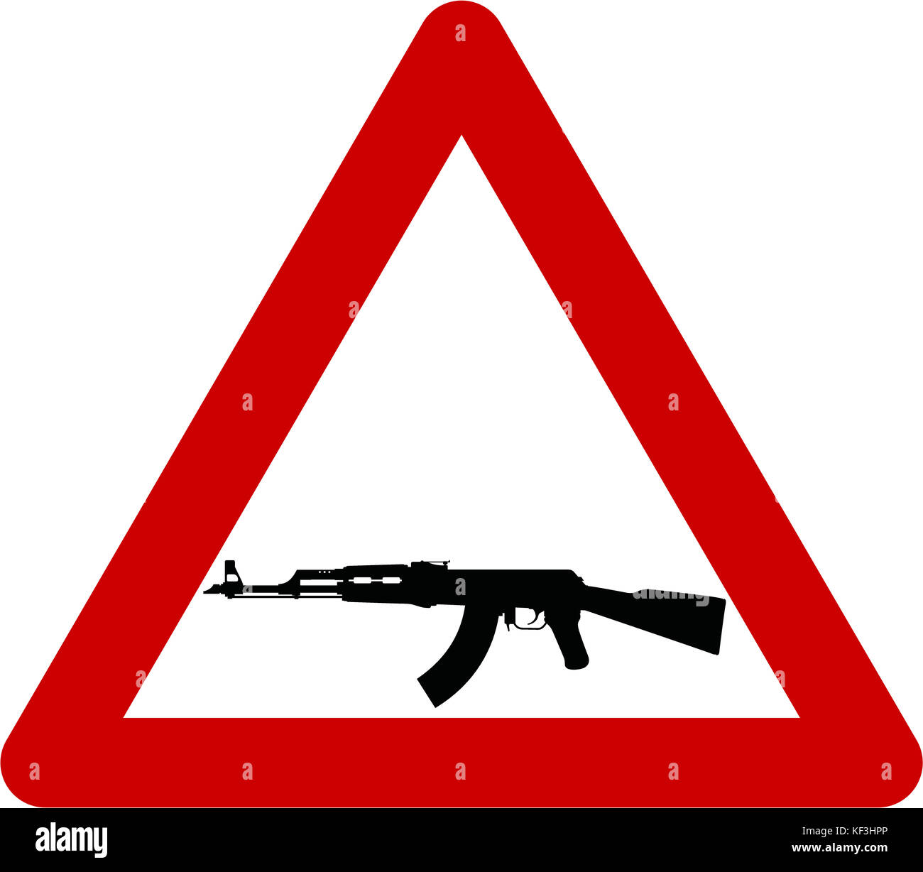 Warning sign with rifles symbol Stock Photo - Alamy