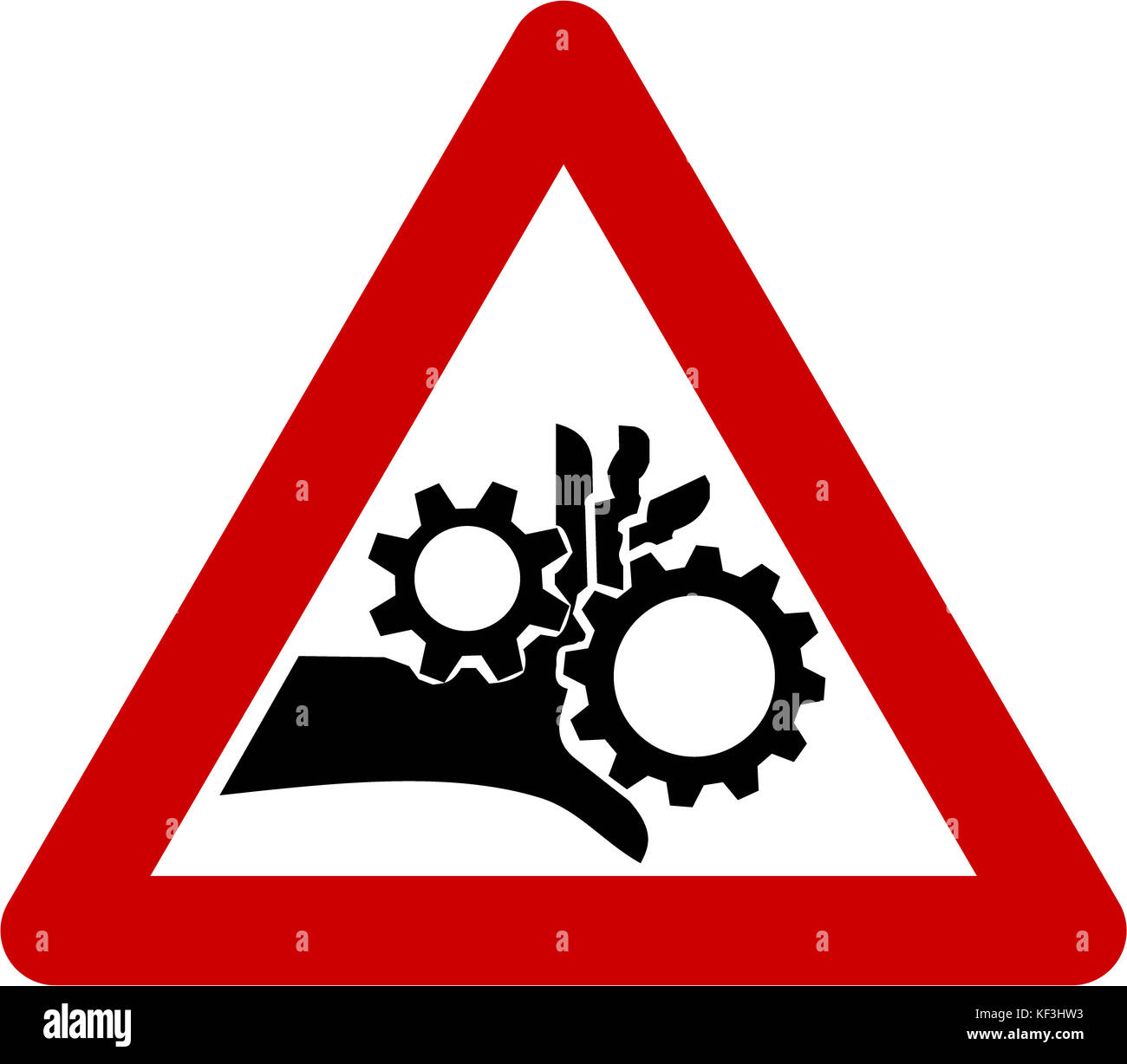 Warning sign with rotating parts symbol Stock Photo - Alamy