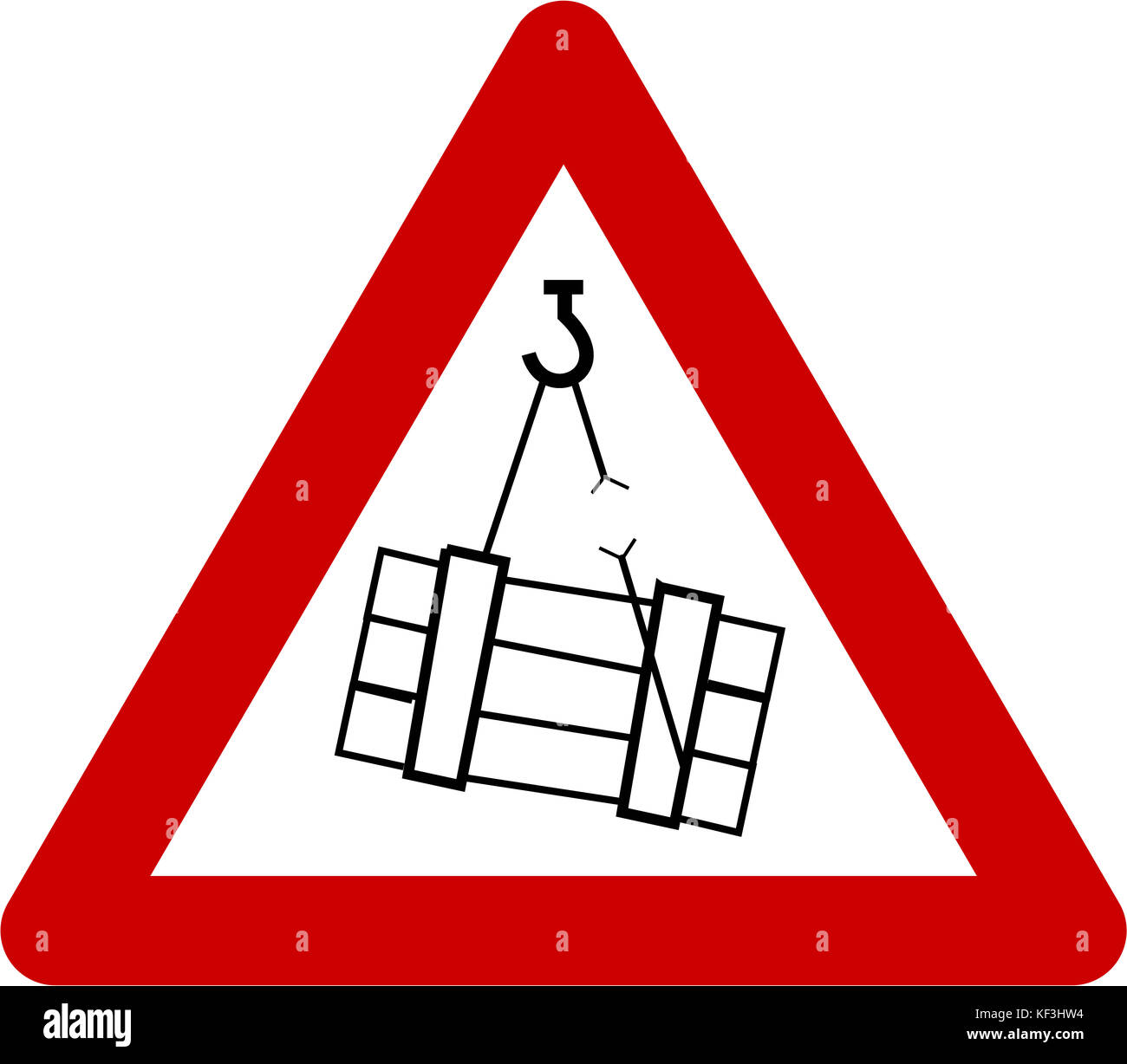 Warning sign with suspended loads symbol Stock Photo - Alamy