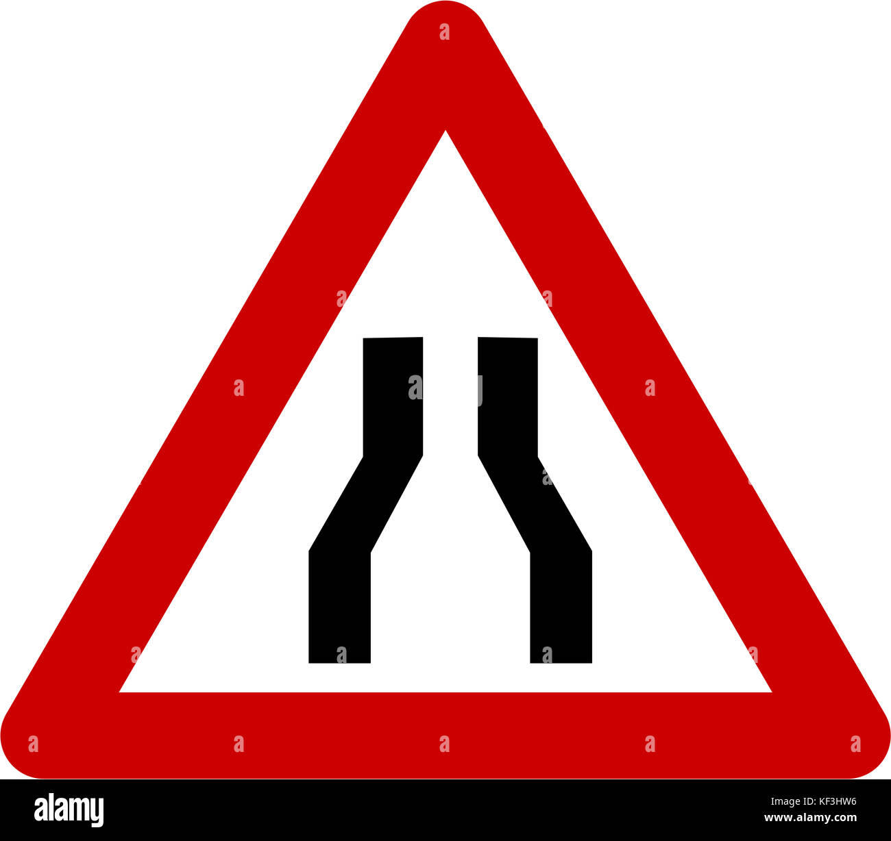 Warning sign with narrow road symbol Stock Photo - Alamy