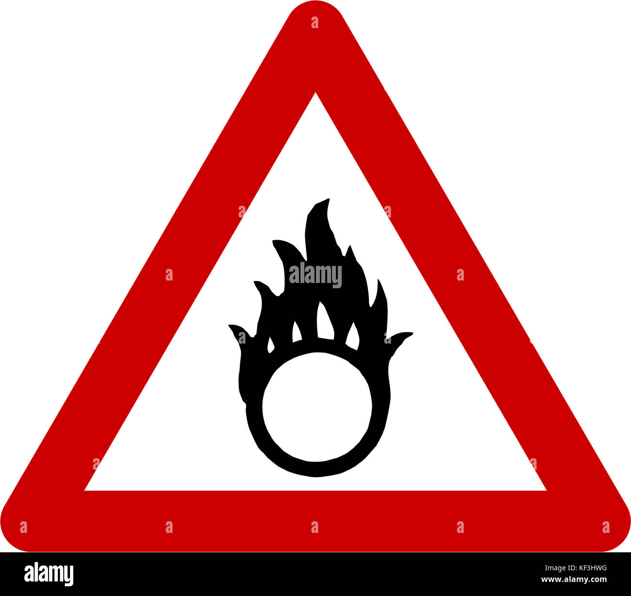 Warning sign with oxidising substances symbol Stock Photo - Alamy