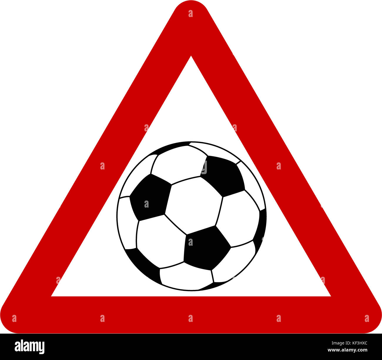 Warning sign with soccer ball symbol Stock Photo - Alamy
