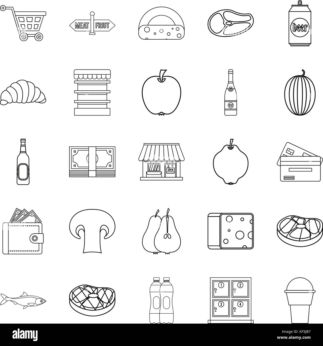 Grocery icons set, outline style Stock Vector Image & Art - Alamy