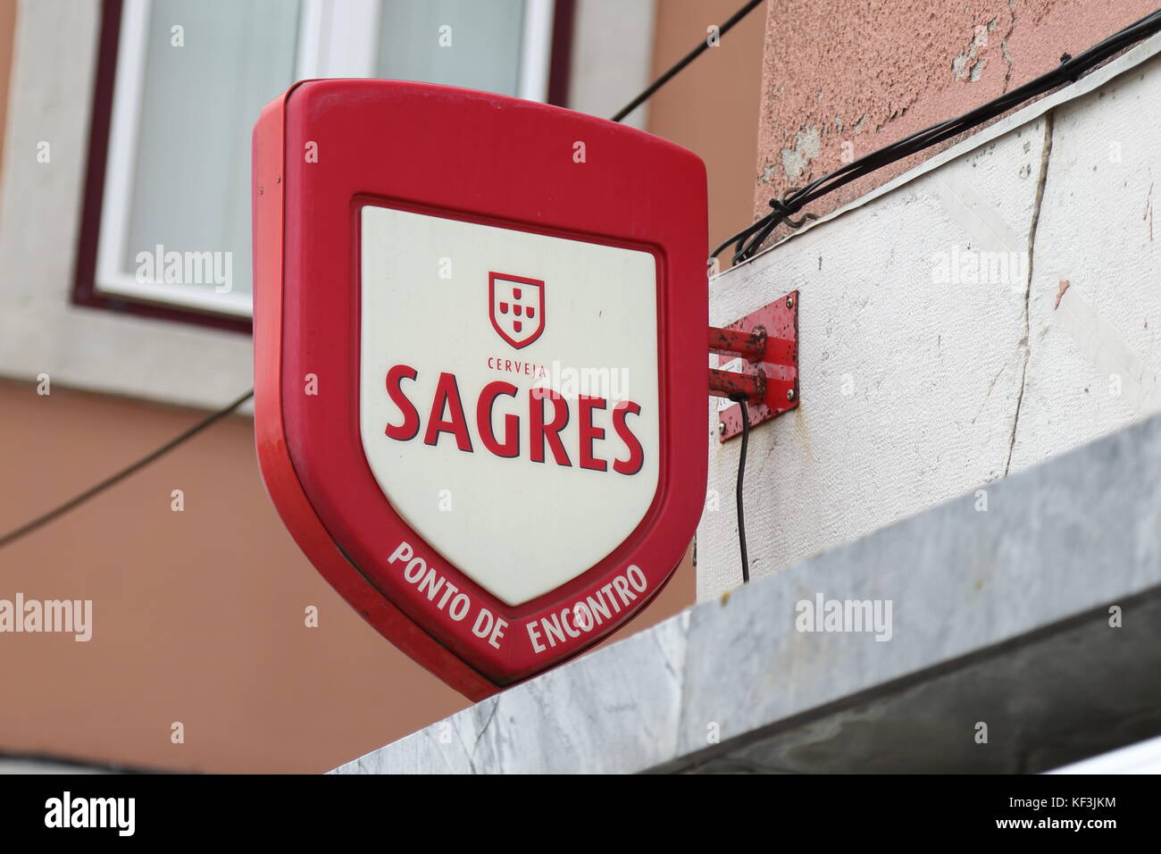 Advertisng sign for Sagres beer in Mafra, Portugal Stock Photo - Alamy