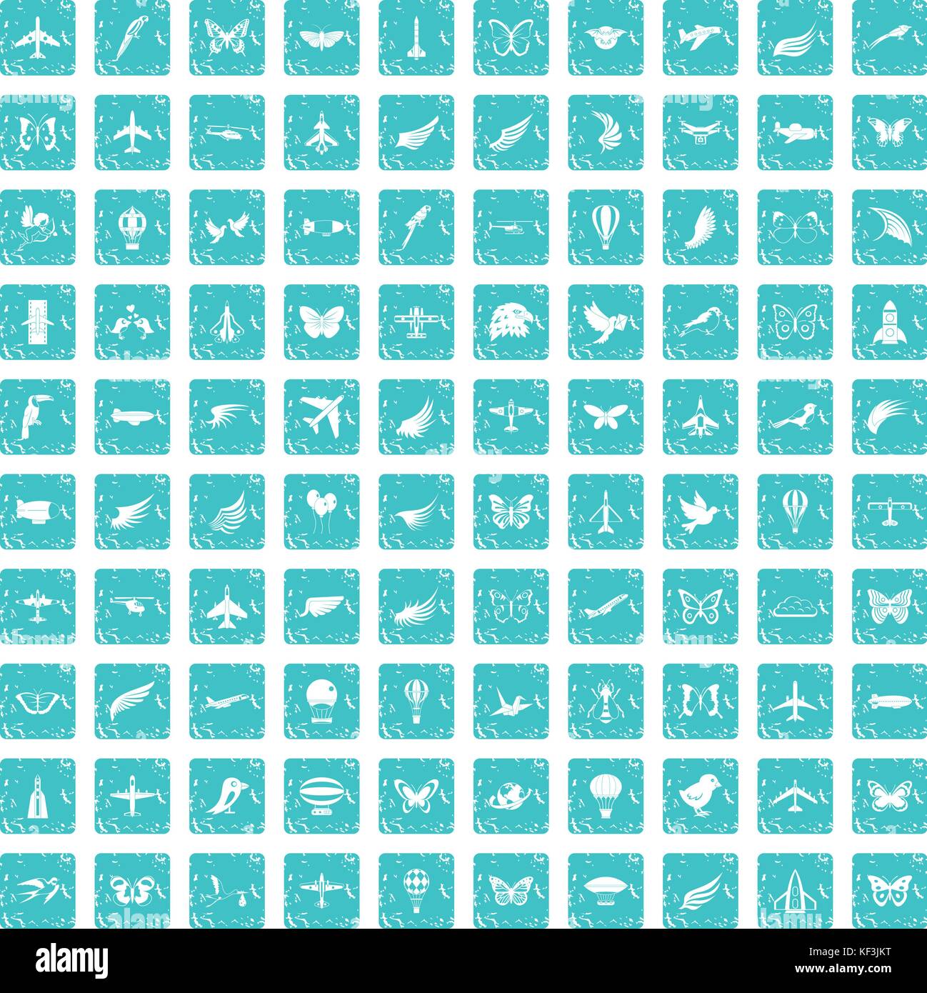 100 fly icons set grunge blue Stock Vector Image & Art - Alamy