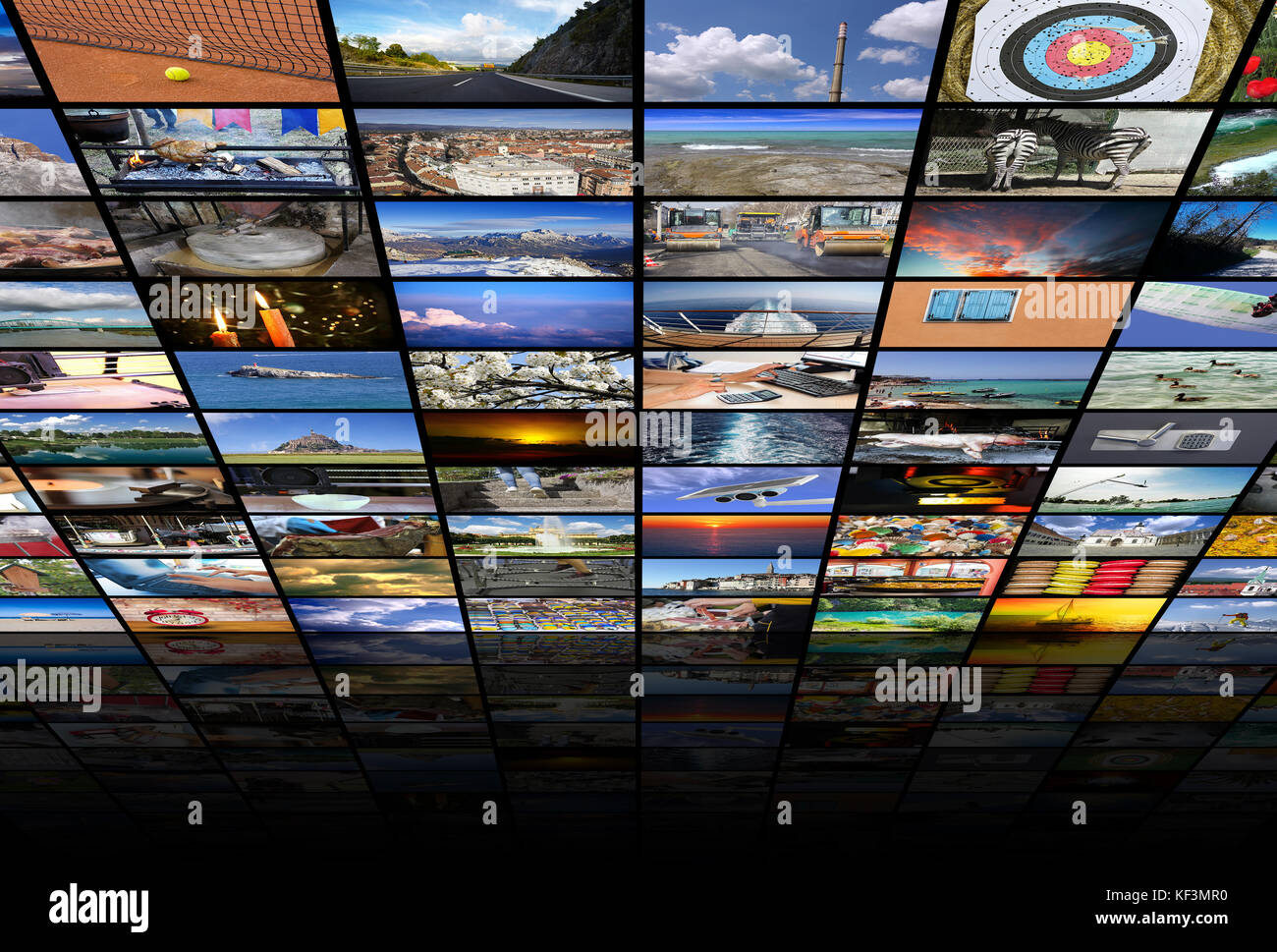 Big multimedia video and image wall of the TV screen Stock Photo - Alamy