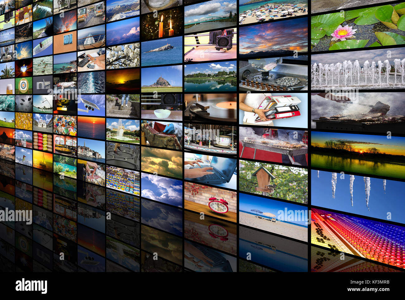 Big multimedia video and image wall of the TV screen Stock Photo - Alamy