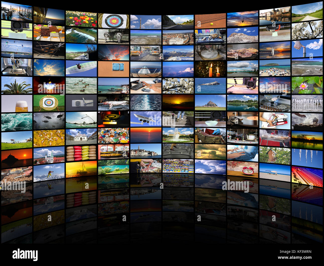 Big multimedia video and image wall of the TV screen Stock Photo - Alamy