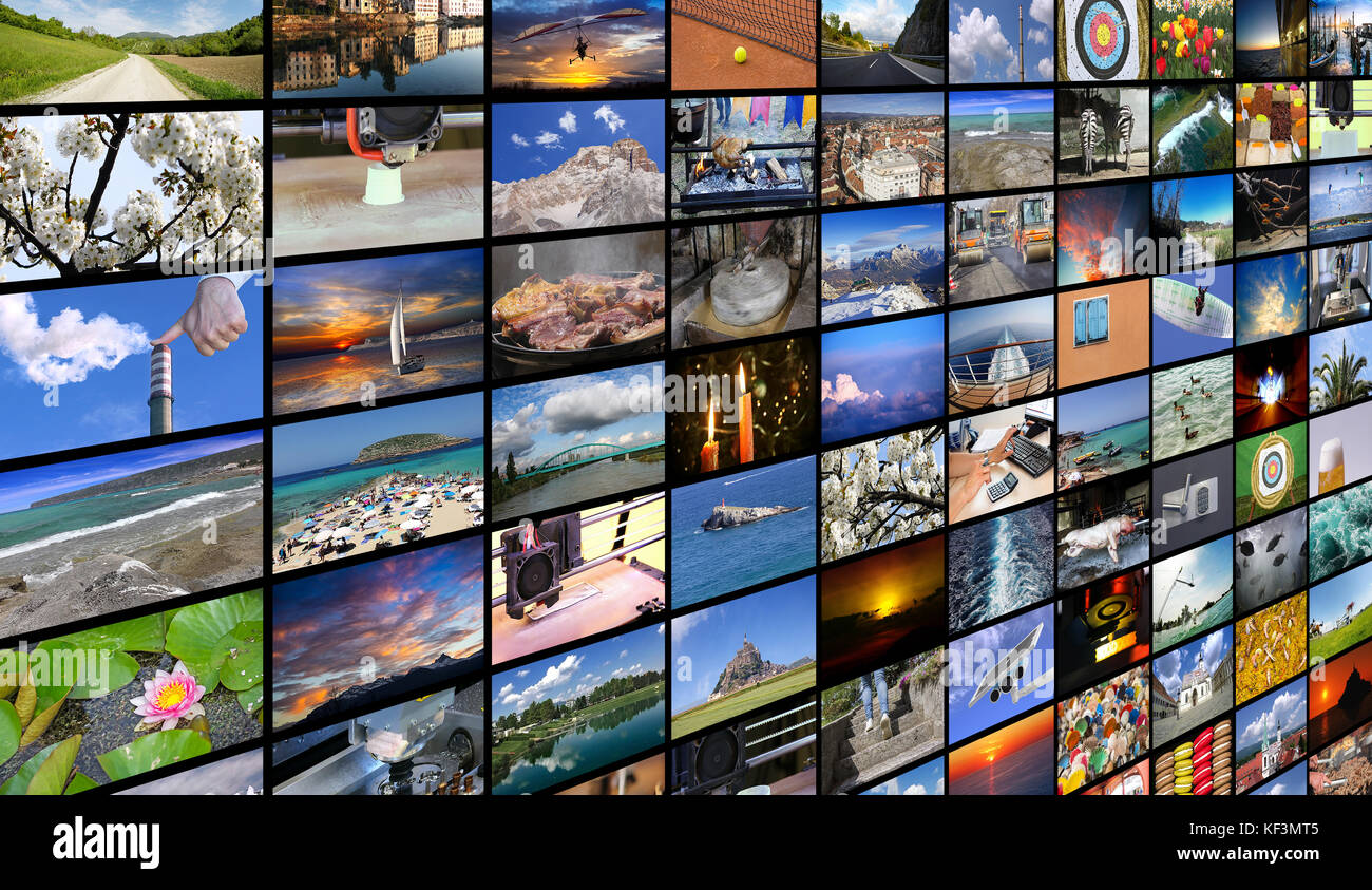 Big multimedia video and image wall of the TV screen Stock Photo - Alamy