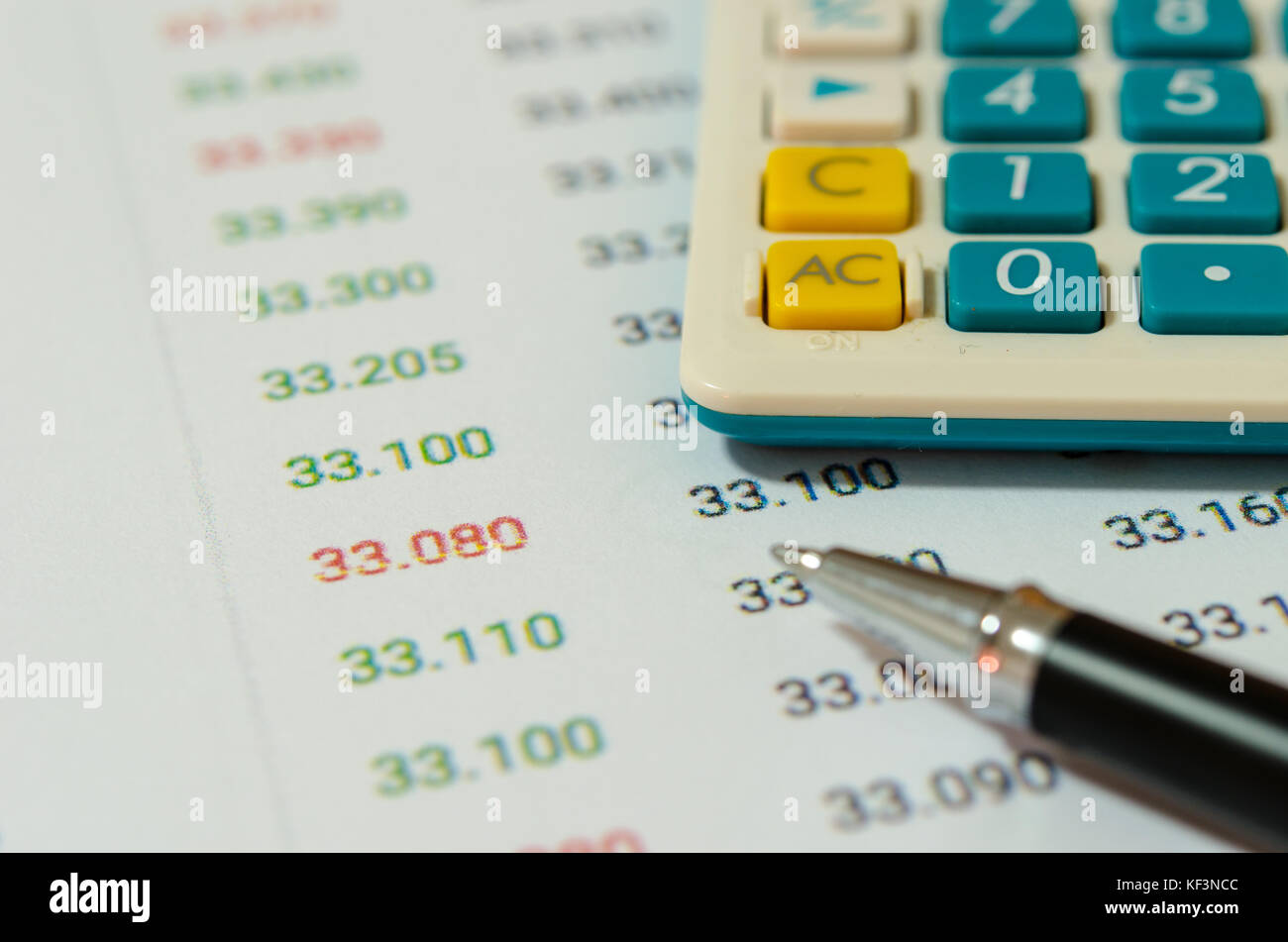 Business document Financial accounting and pen Stock Photo - Alamy
