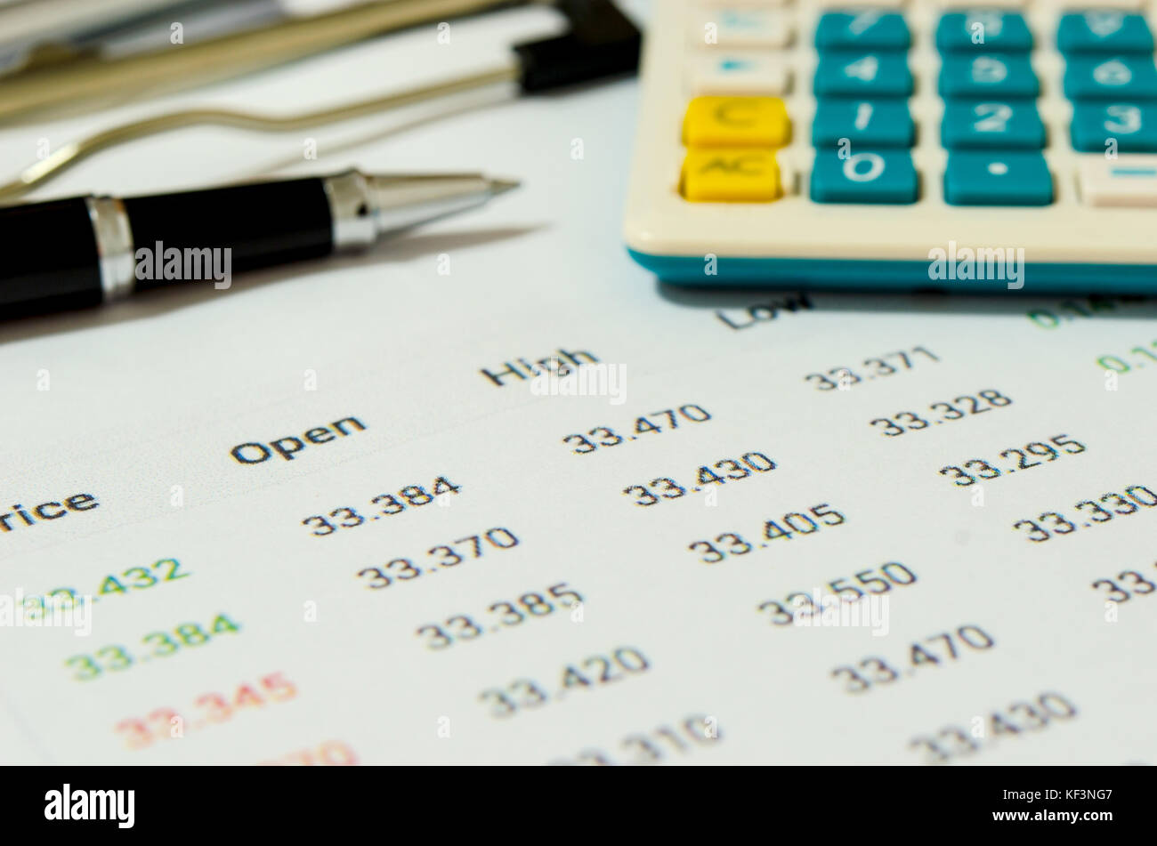 Business document Financial accounting and pen Stock Photo - Alamy