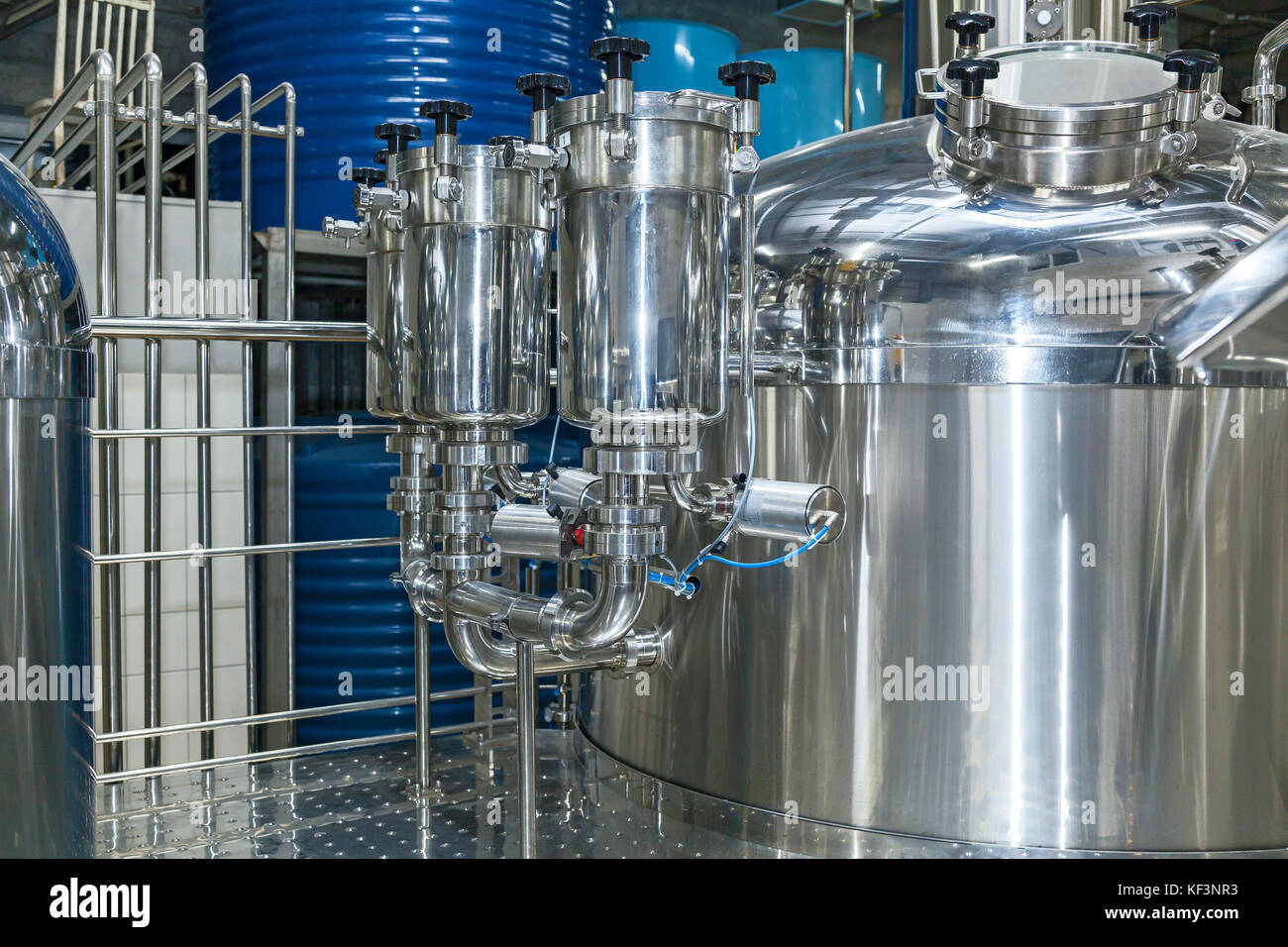 equipment for beer production.Equipment in brewery for the production ...