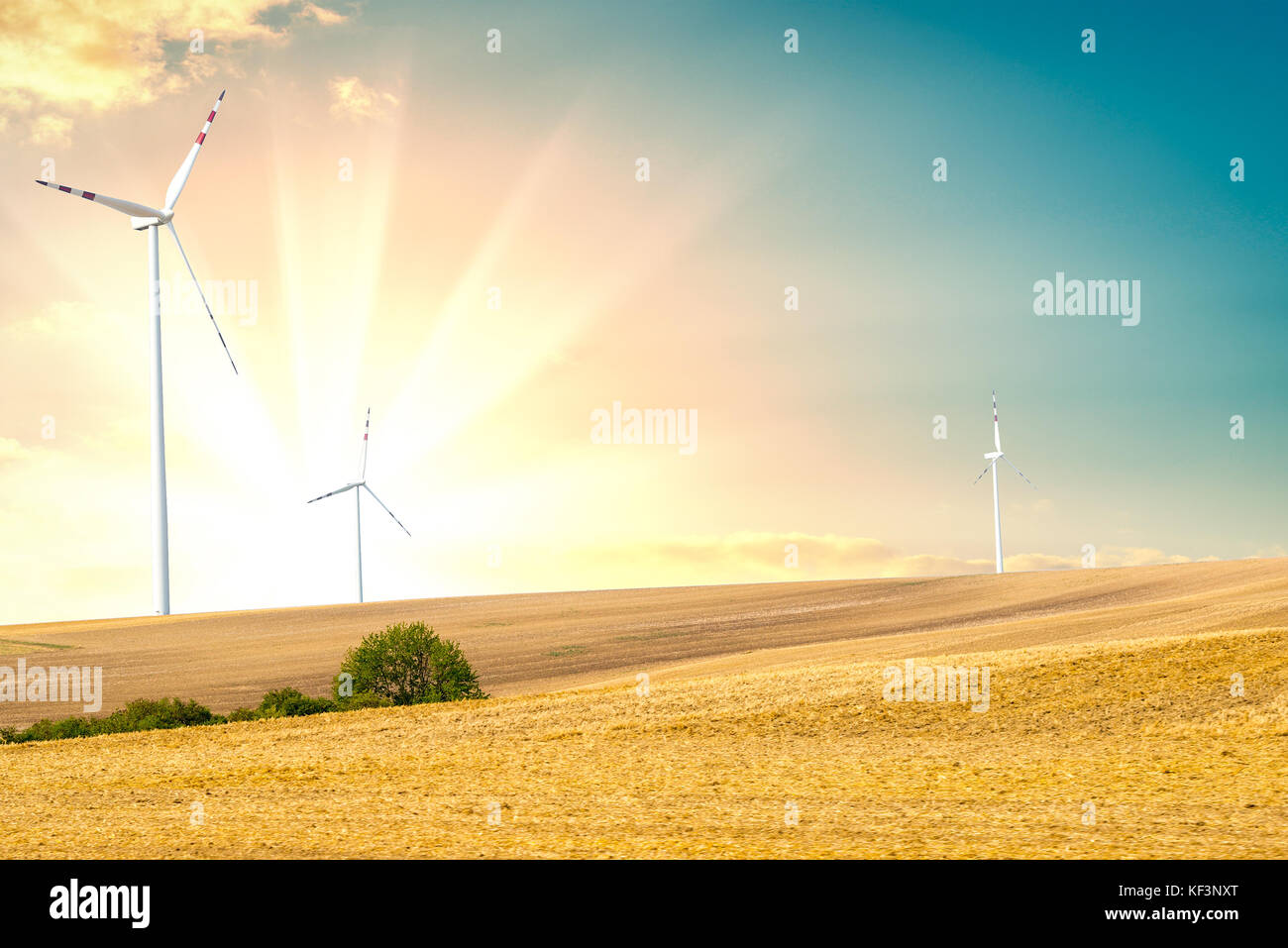 Wind power plant at sunrise hi-res stock photography and images - Alamy