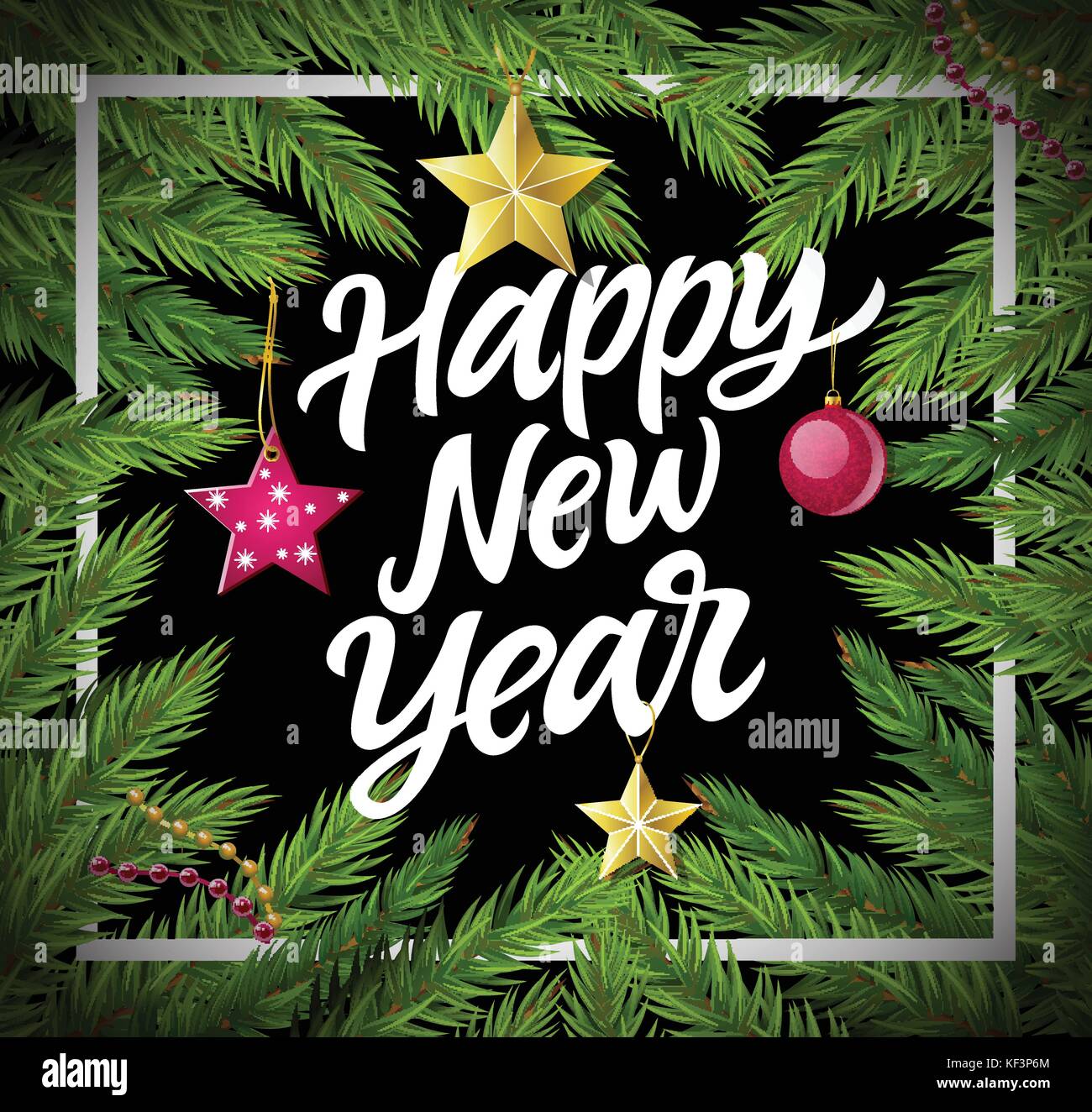 Happy New Year - modern vector realistic illustration with calligraphy ...