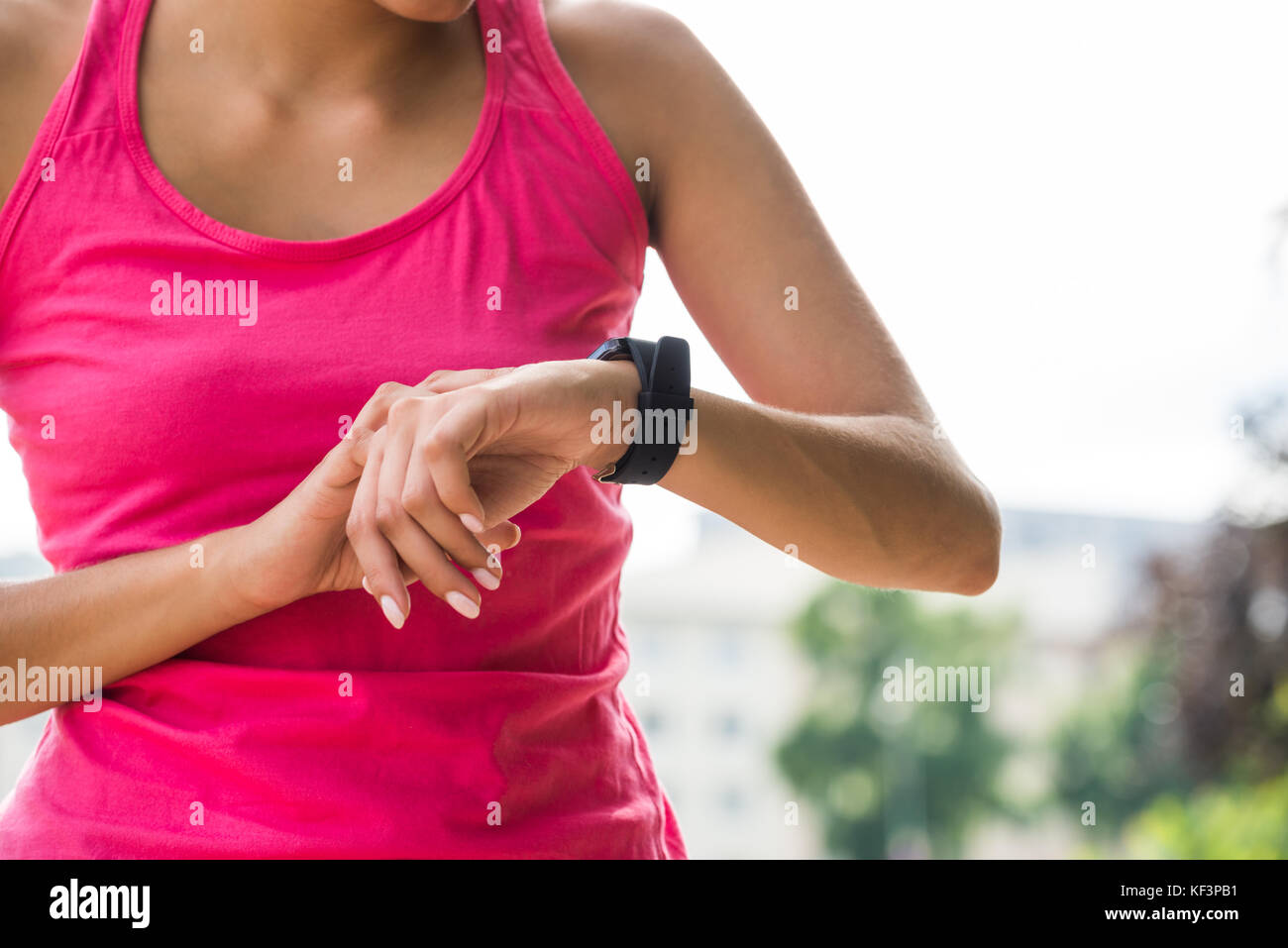 Woman smart watch exercise hi-res stock photography and images - Alamy