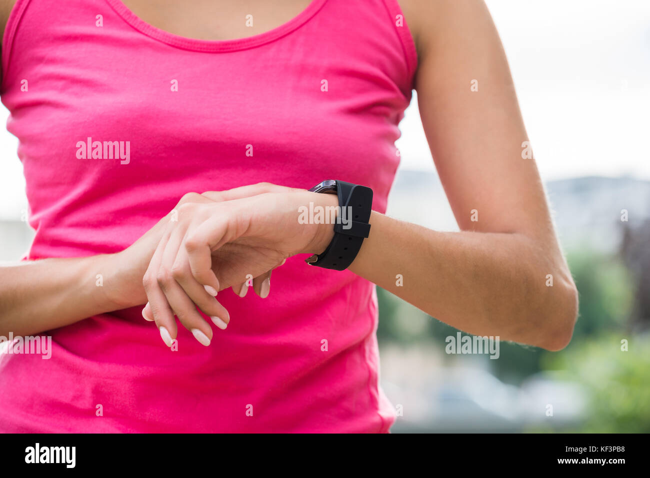 Woman smart watch exercise hi-res stock photography and images - Alamy