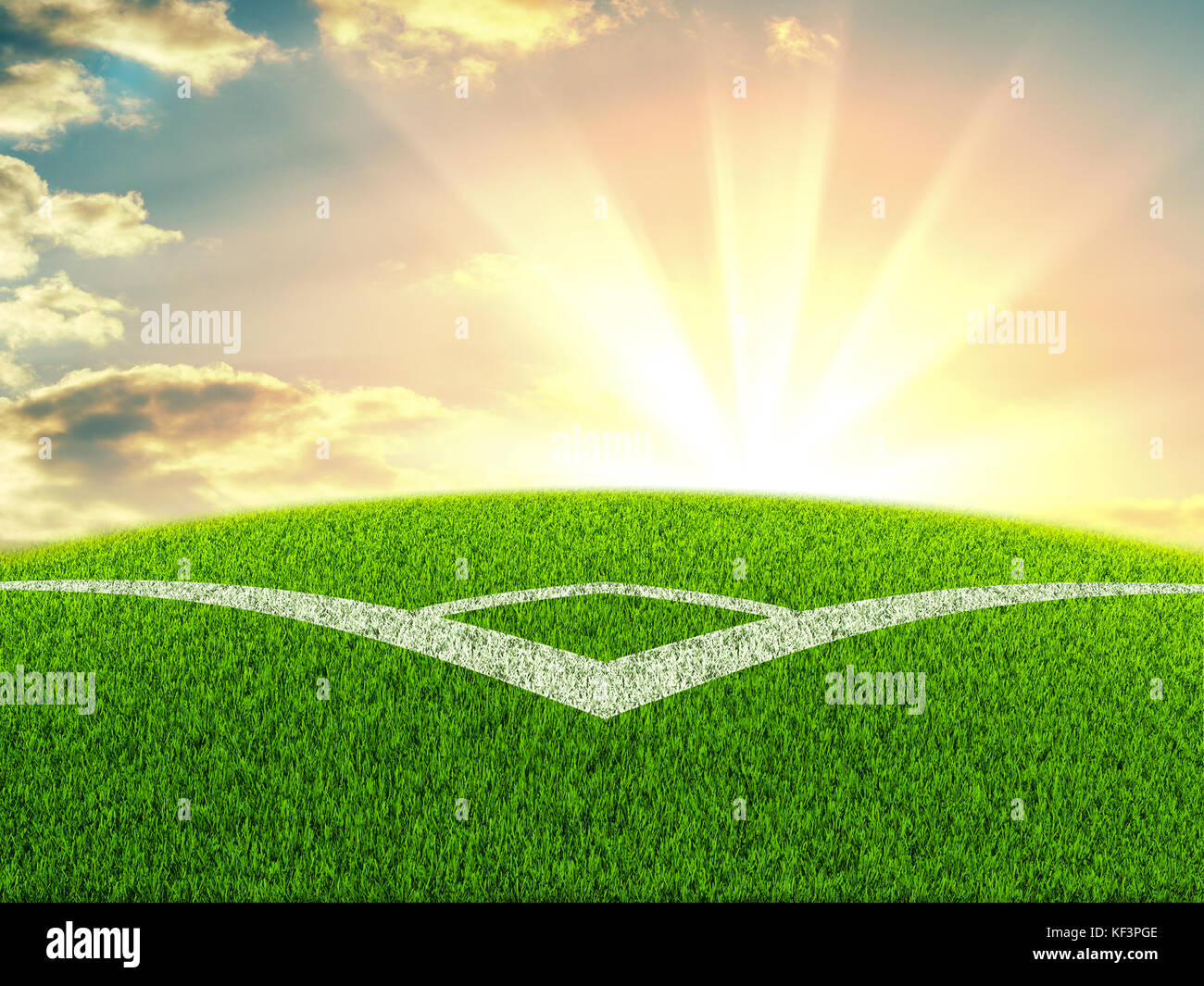 Soccer grass field with corner Stock Photo - Alamy