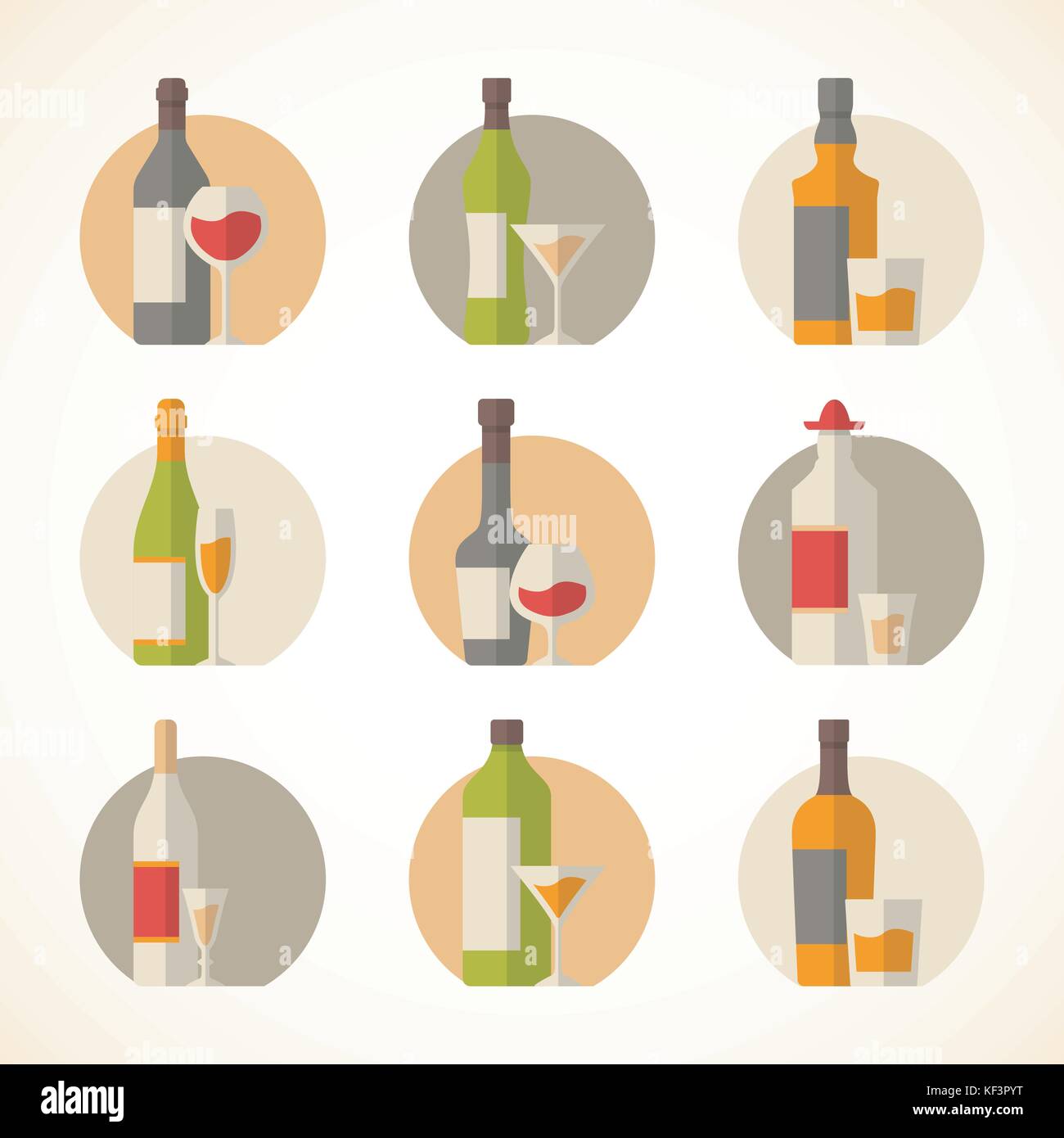 Set of vector alcohol icons in a flat design style Stock Vector Image ...