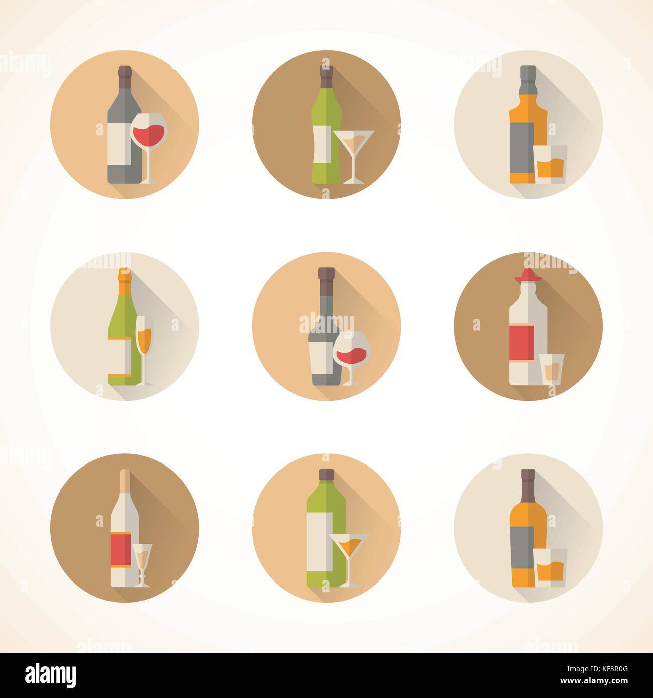 Set of vector alcohol icons in a flat design style Stock Vector Image ...