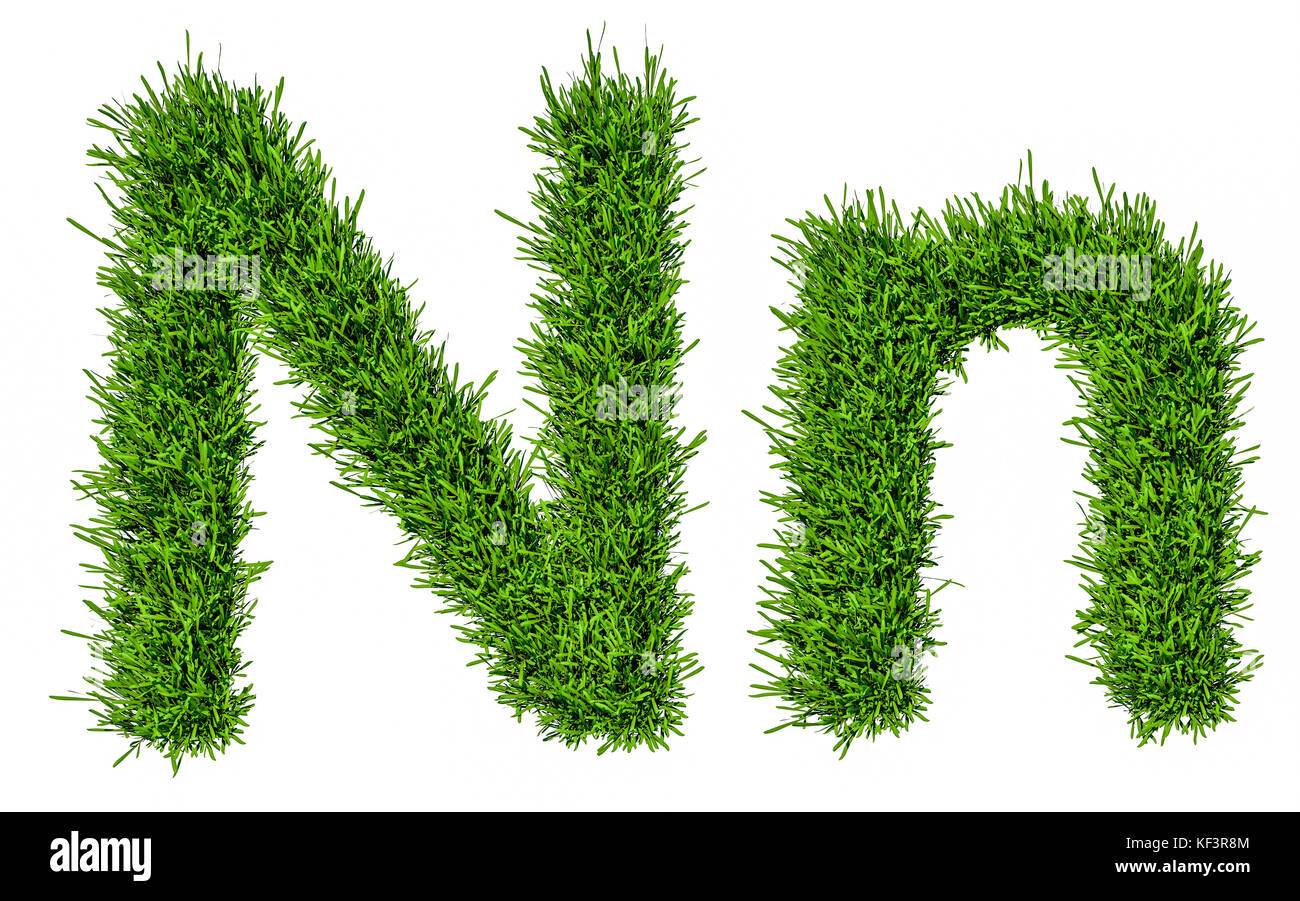 Letter of grass alphabet. 3d illustration Stock Photo - Alamy