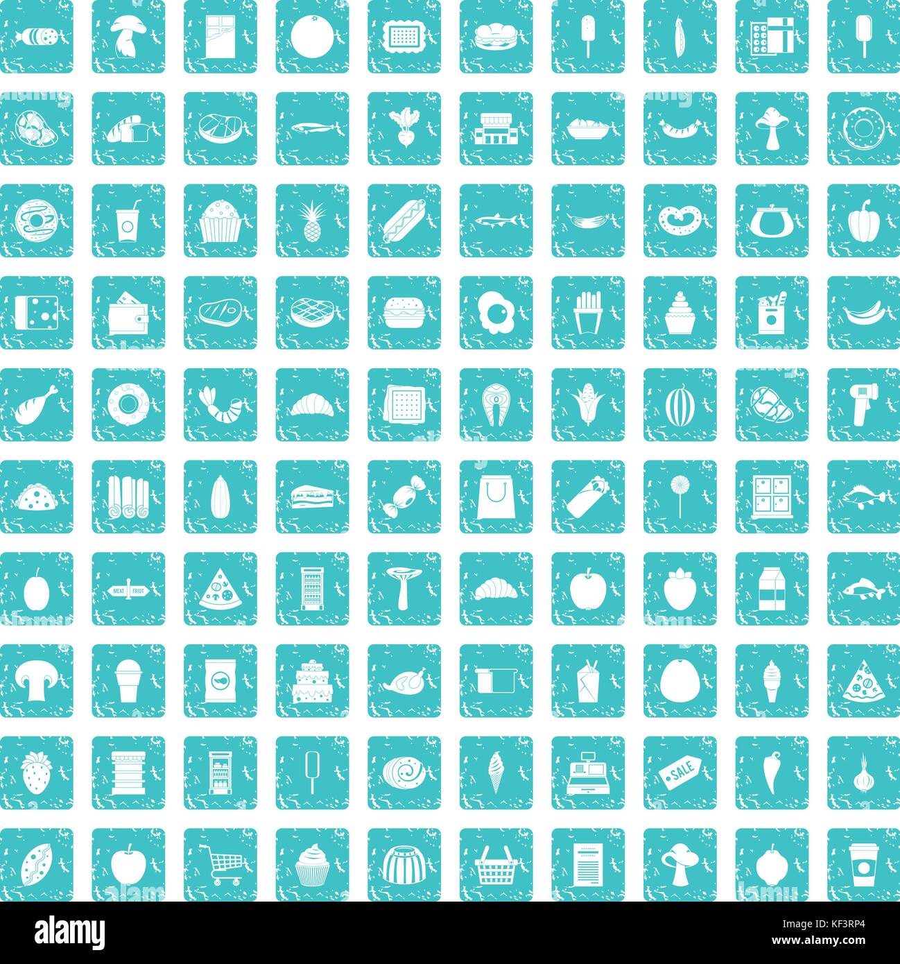 100 food shopping icons set grunge blue Stock Vector Image & Art - Alamy