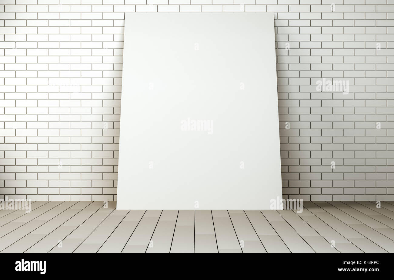 Poster Mockup standing on the white room Stock Photo - Alamy