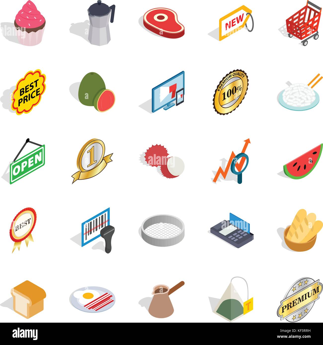 Shopping complex icons set, isometric style Stock Vector Image & Art ...