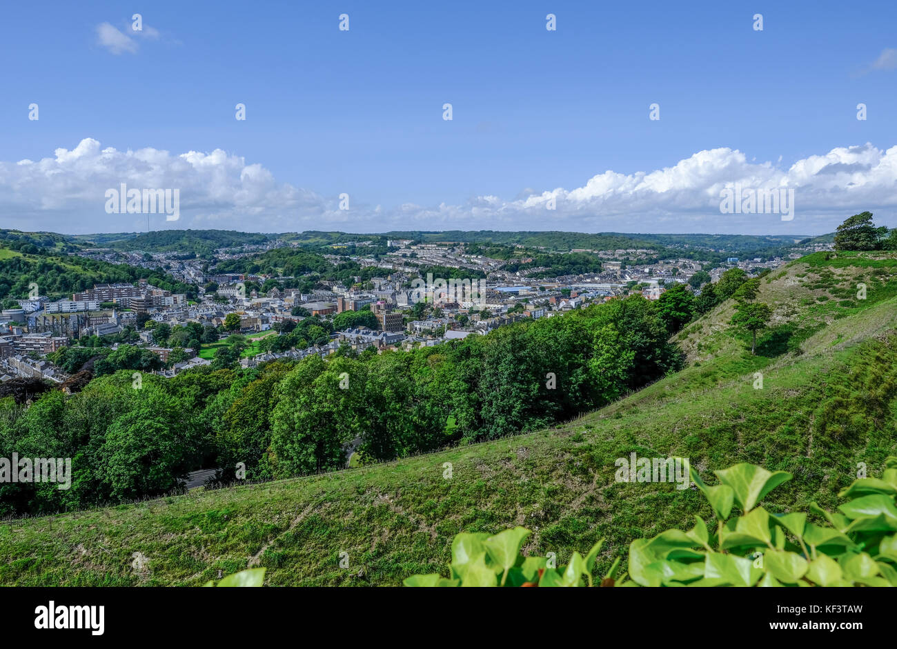 Aerial view of Dover taken from the Castle wall. Summer shot taken on a ...