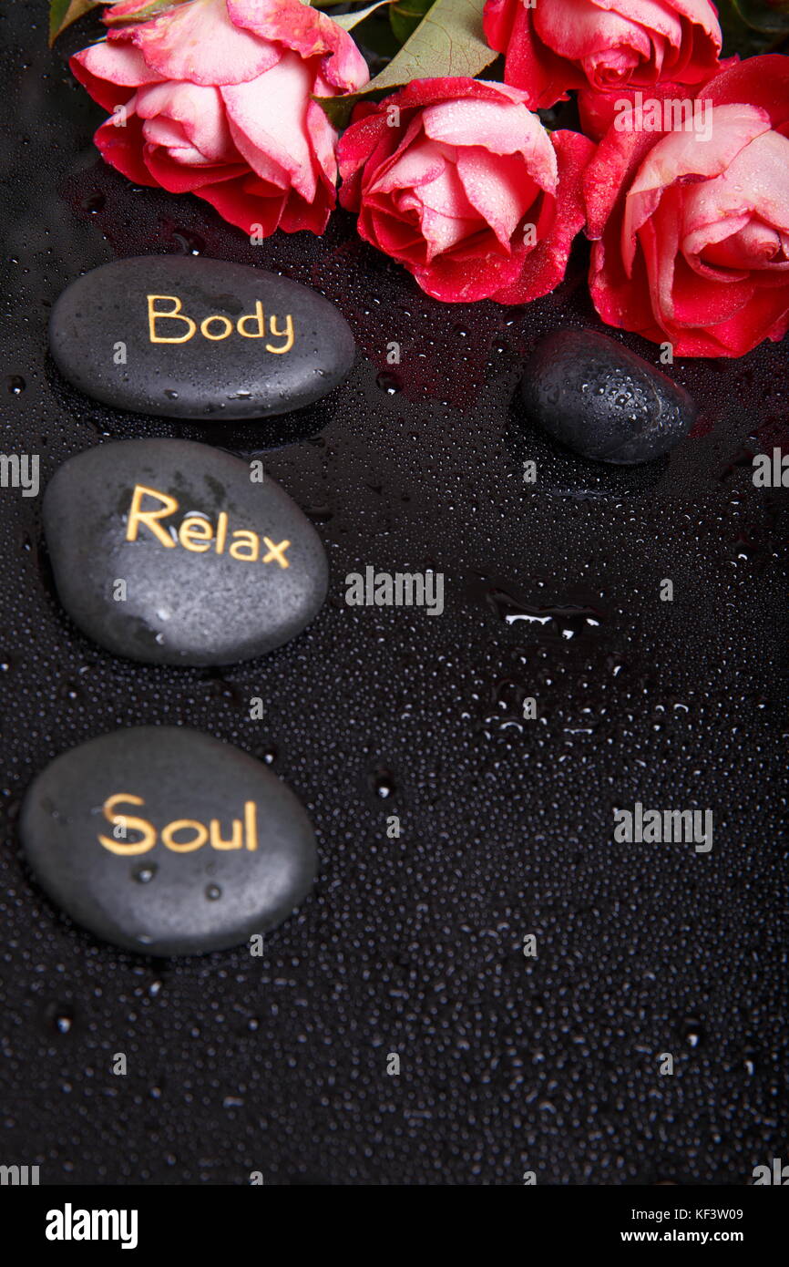 Zen rose petals over black hi-res stock photography and images - Alamy