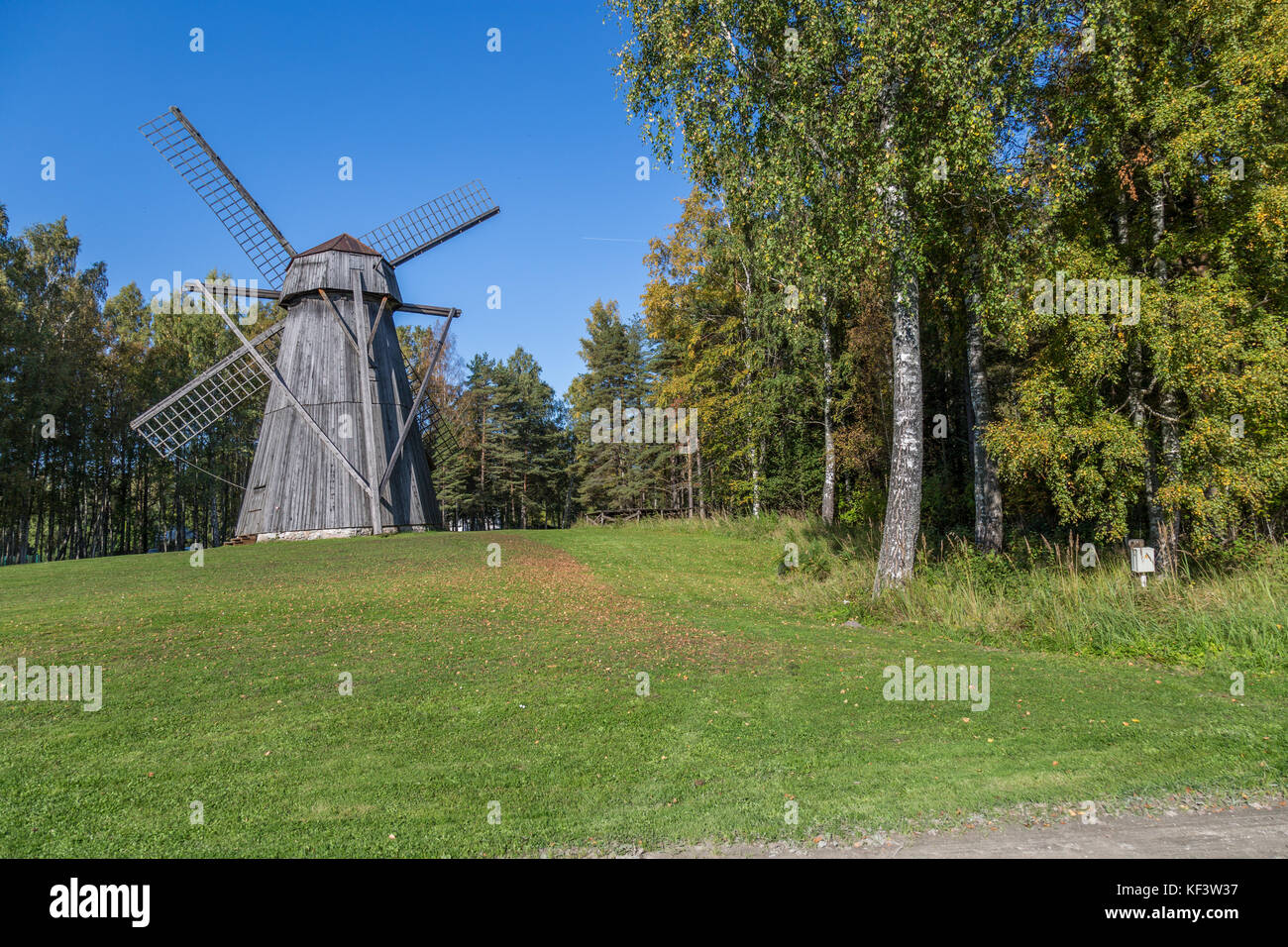 Wooden Windmill in the Willage Stock Photo - Alamy