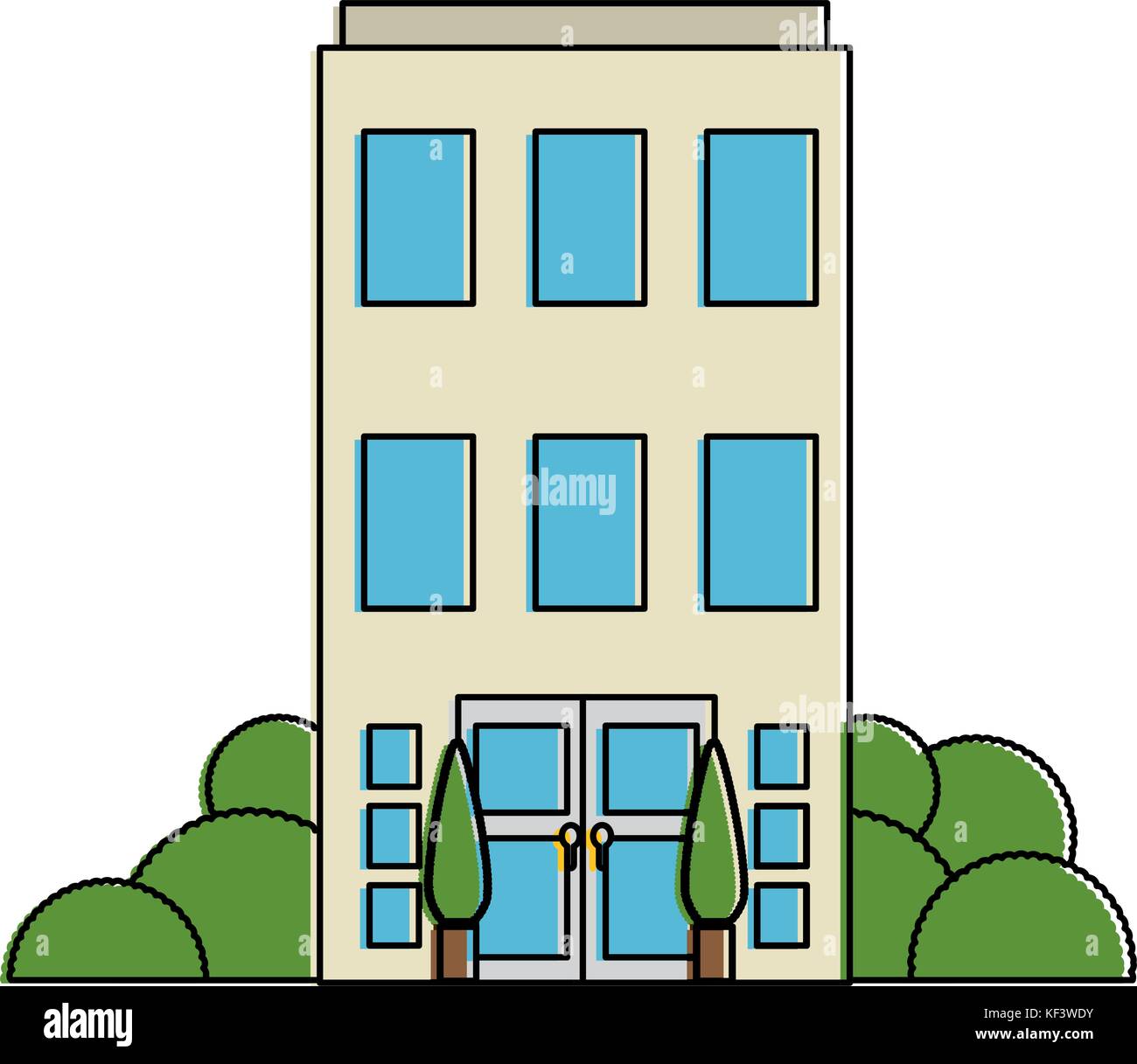 building front isolated icon vector illustration design Stock Vector ...