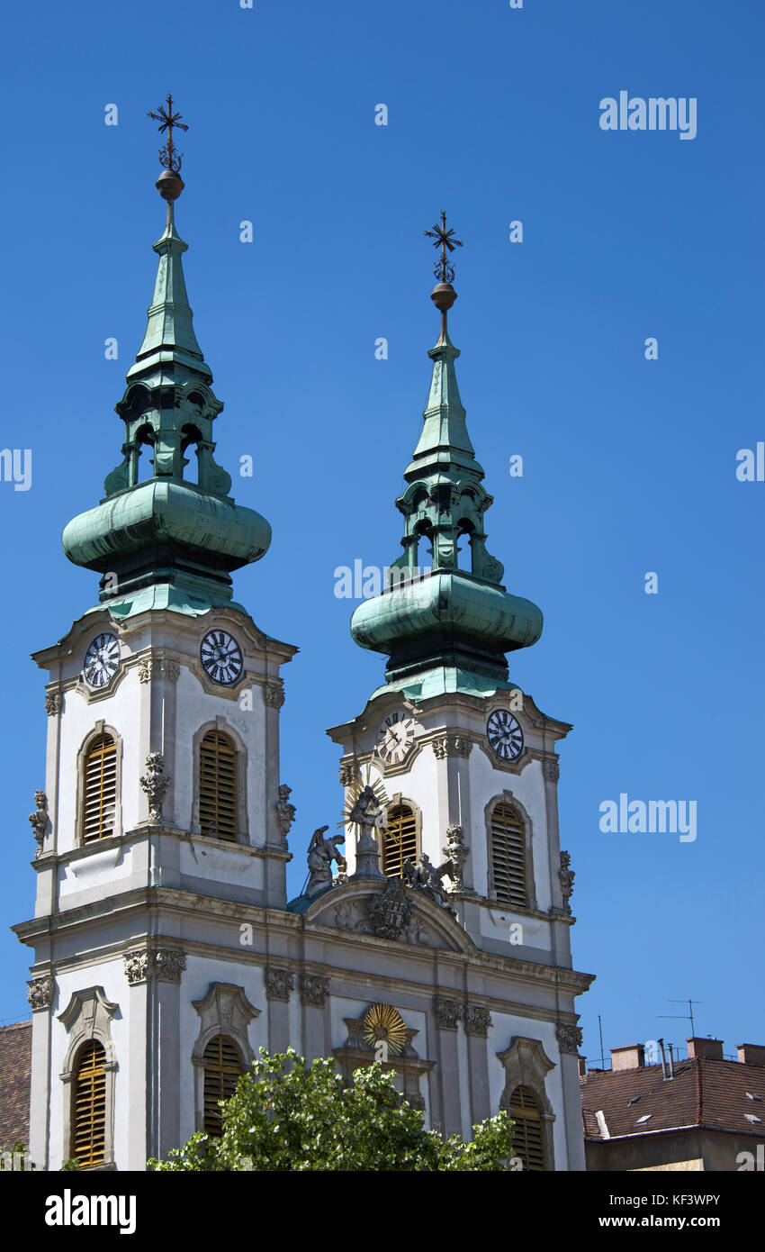 Baroque towers St Anne's parish church Buda Budapest Hungary Stock ...