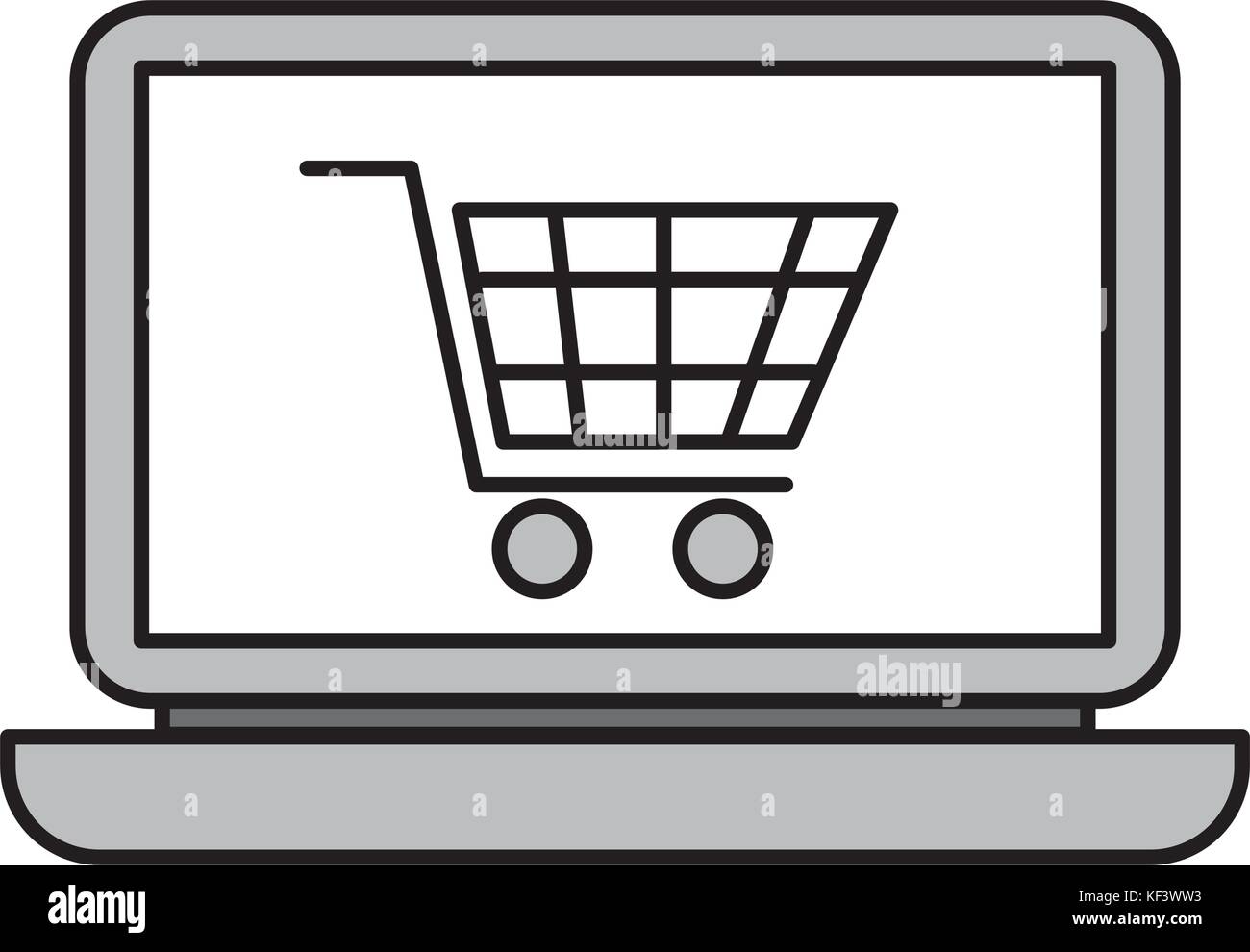laptop computer cart shopping online order vector illustration Stock ...