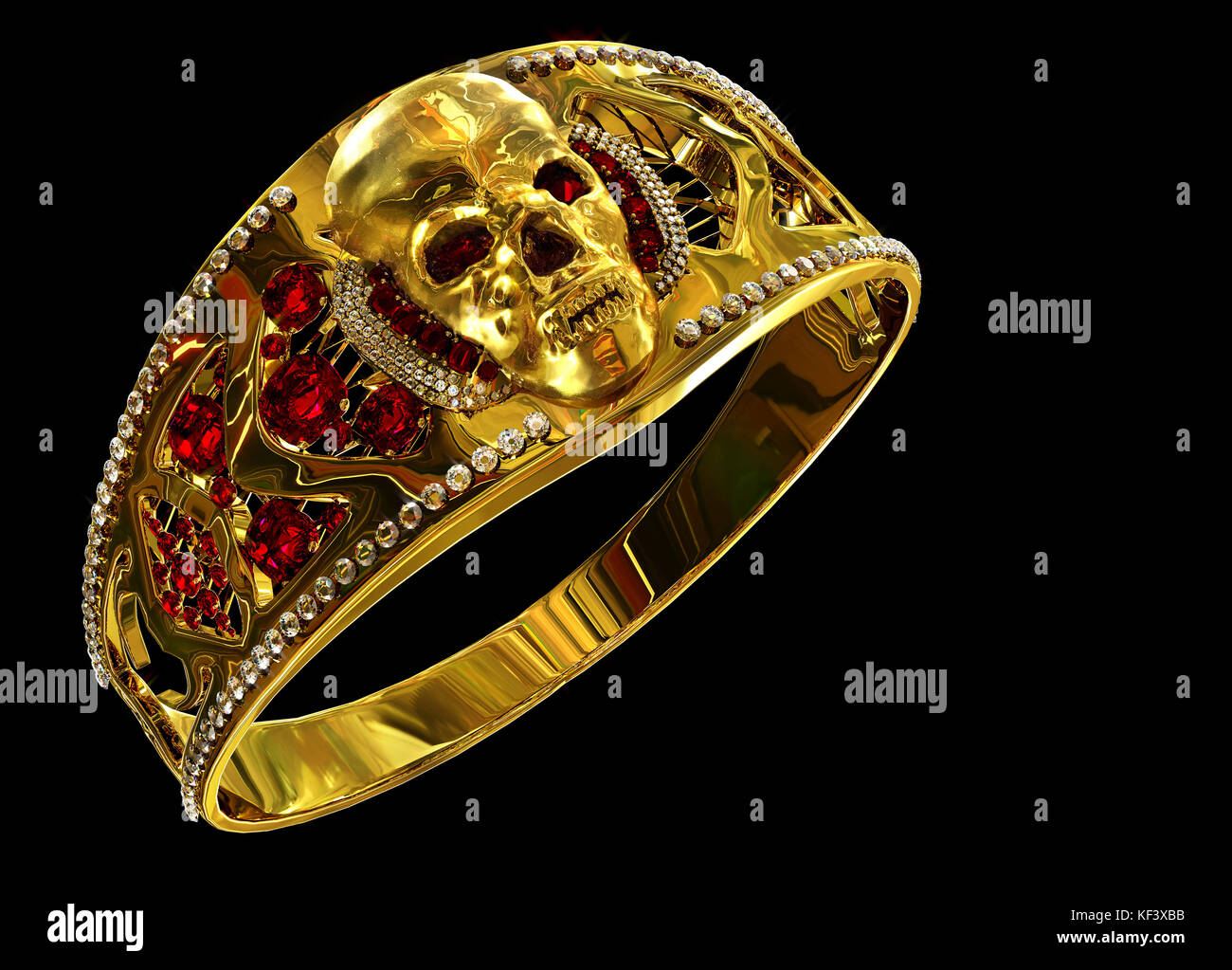 Jewelry gold skull ring with diamond and red ruby gems Stock Photo - Alamy