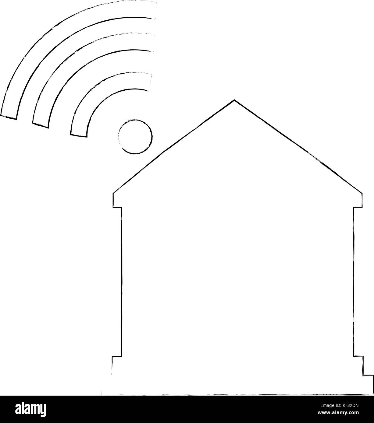 house silhouette with wifi signal vector illustration design Stock ...