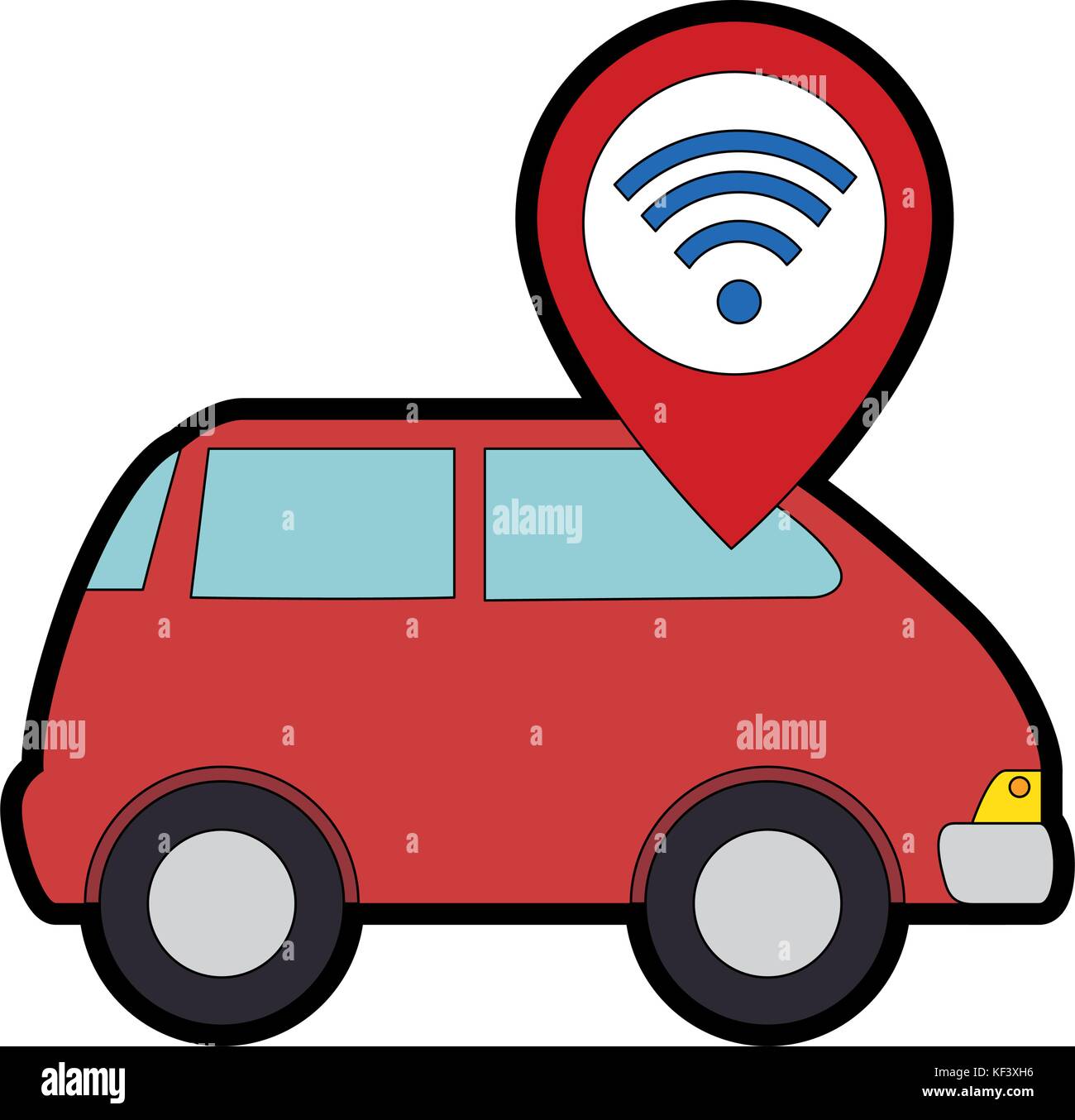 car vehicle with wifi signal vector illustration design Stock Vector ...