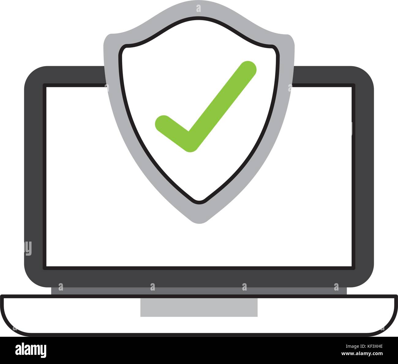 laptop shield protection checkmark screen digital data Stock Vector ...