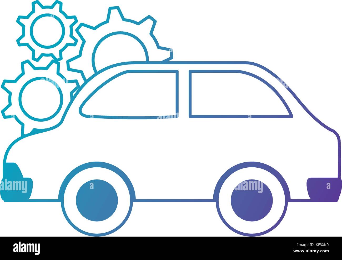 car vehicle with gears vector illustration design Stock Vector Image ...