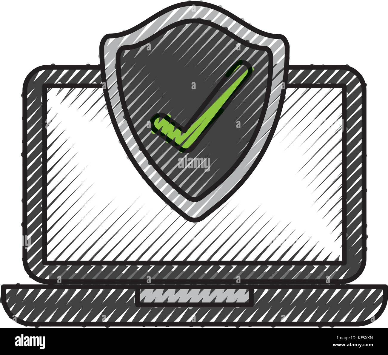 laptop shield protection checkmark screen digital data Stock Vector ...