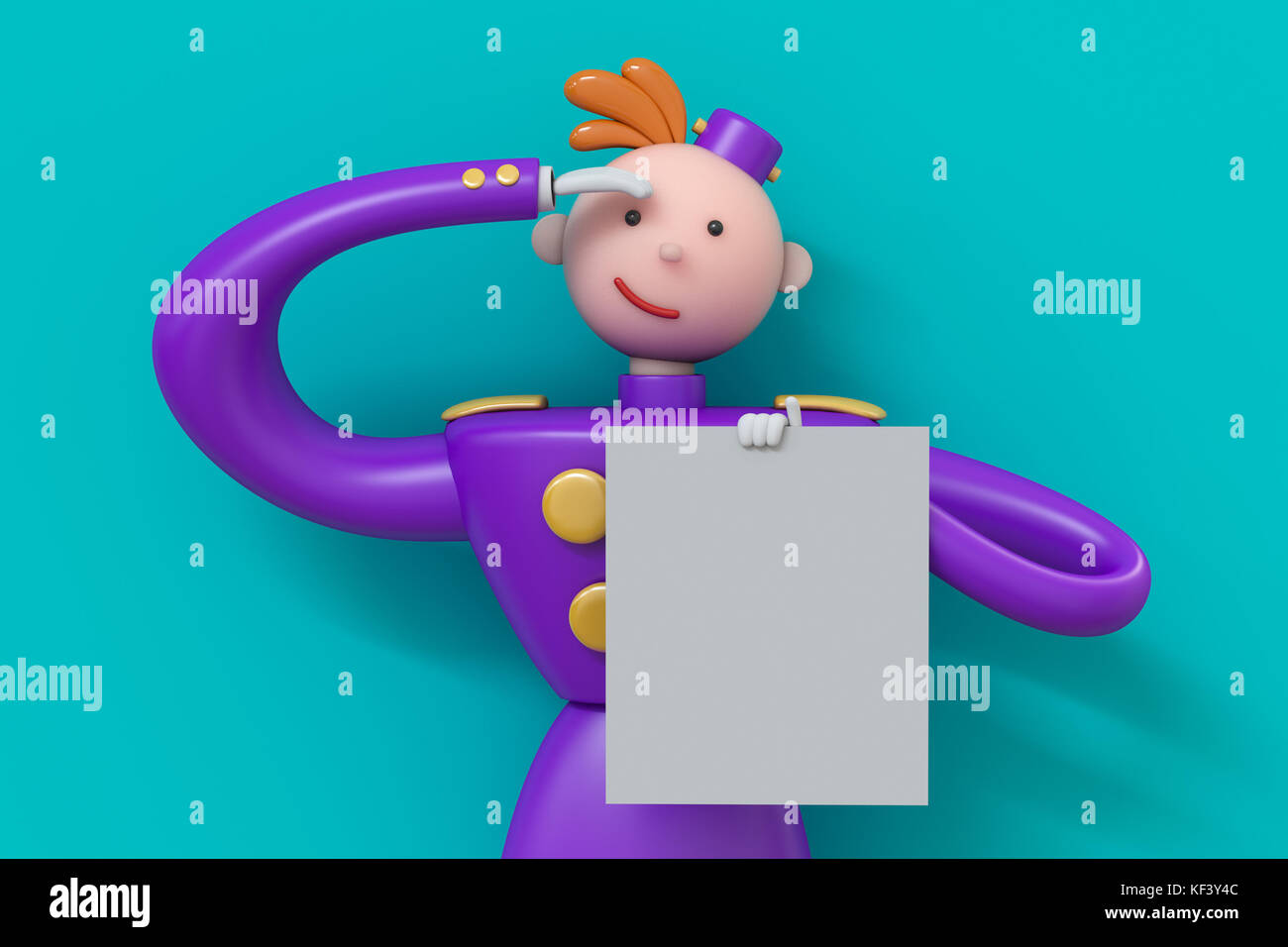 Ready to serve? A happy bell boy holding a sign on his hand Stock Photo ...