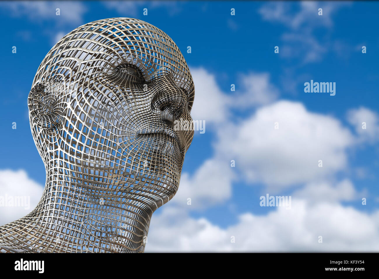 3D render of a computer generated head. Artificial mind concept Stock ...